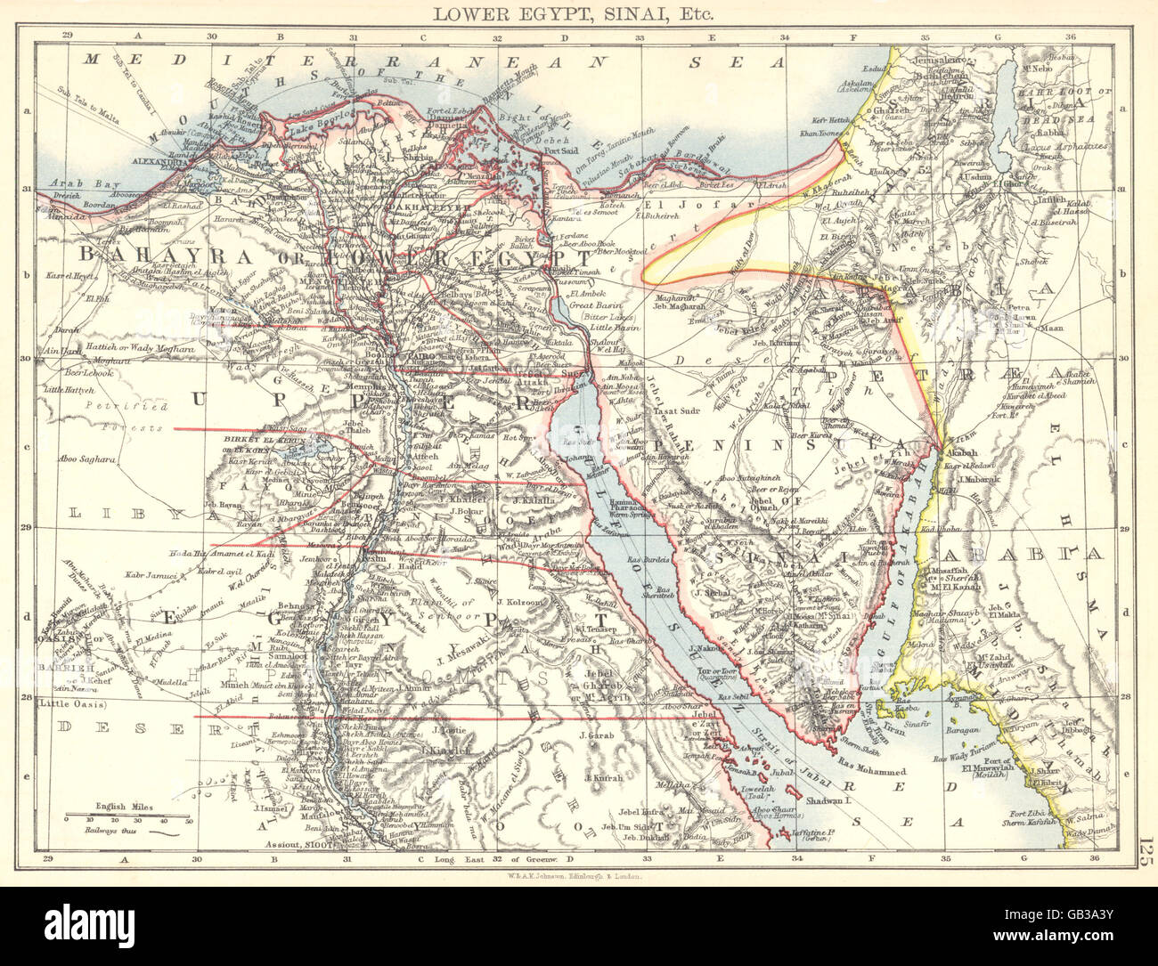 Egitto: Basso Egitto Sinai Bahayra Alto Egitto, 1897 Mappa antichi Foto ...