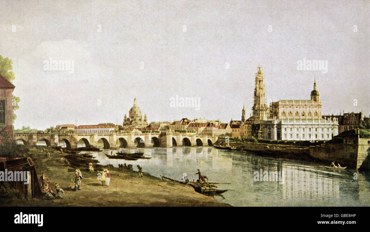 Geografia / viaggio, Germania, Dresda, 'Dresden from the right bank of ...