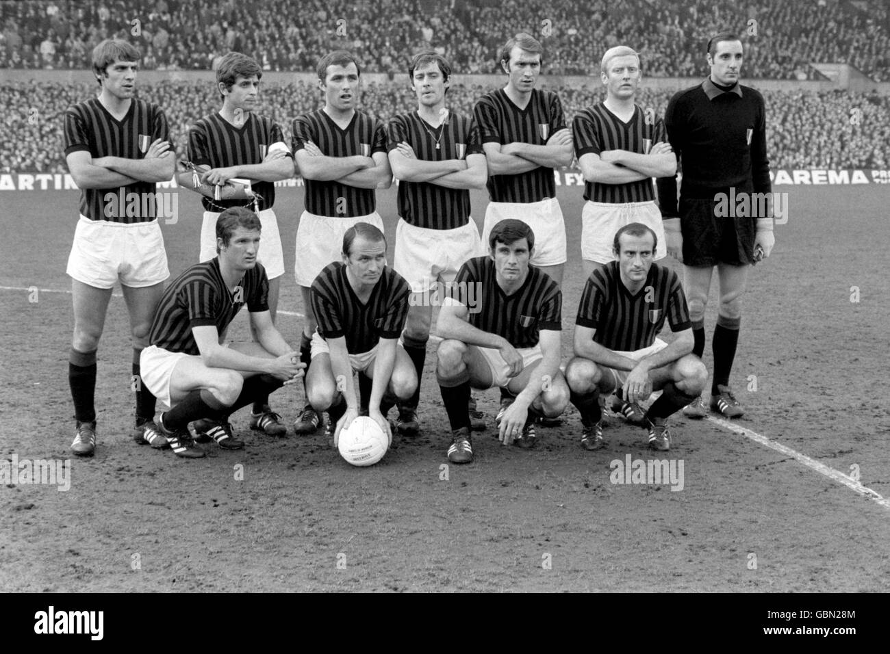 AC Milan team group: (Back row, l-r) Pierino Prati, Gianni Rivera ...