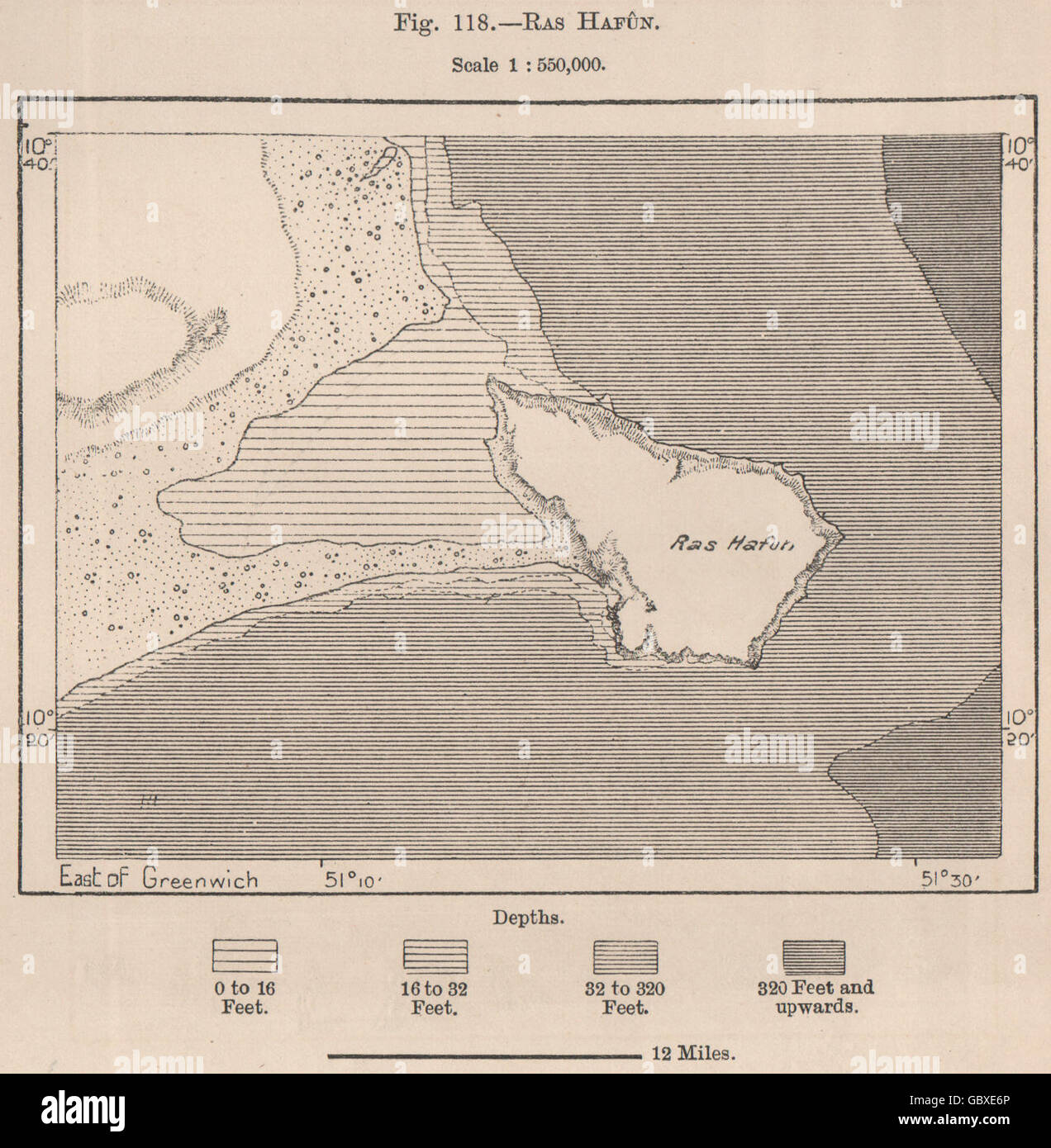 Ras Hafun. Capo Hafun. Ras Xaafuun. Somalia, 1885 Mappa antichi Foto ...