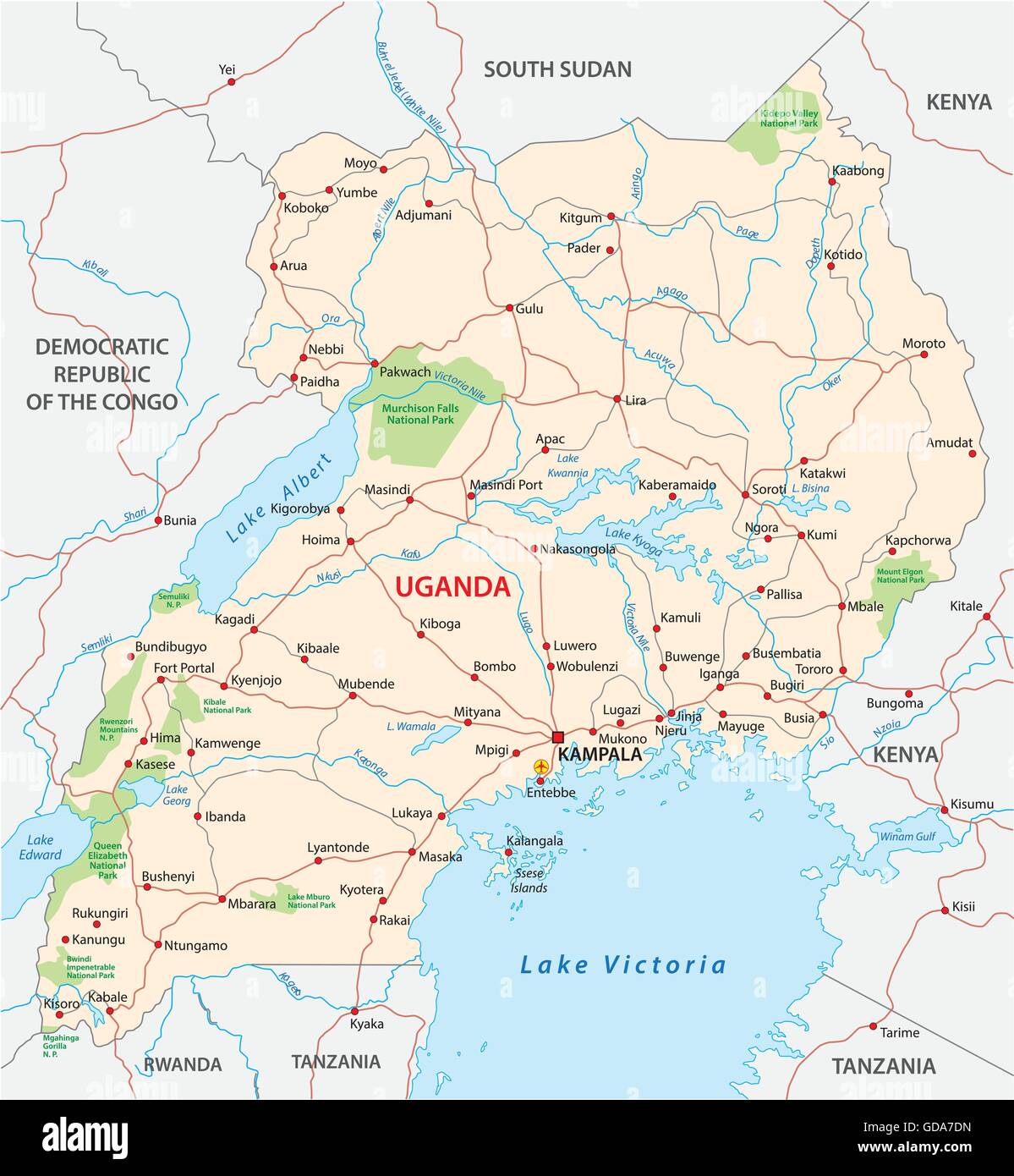 Mappa del confine dell'uganda congo Immagini Vettoriali Stock - Alamy