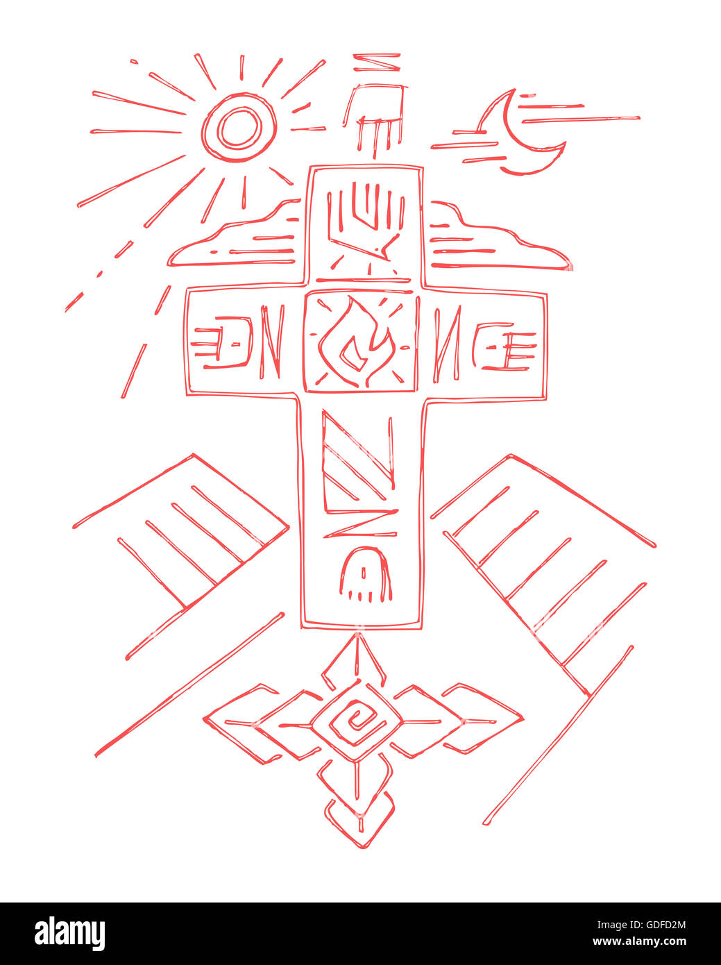 Disegnata a mano illustrazione vettoriale o di disegno di un Croce ...