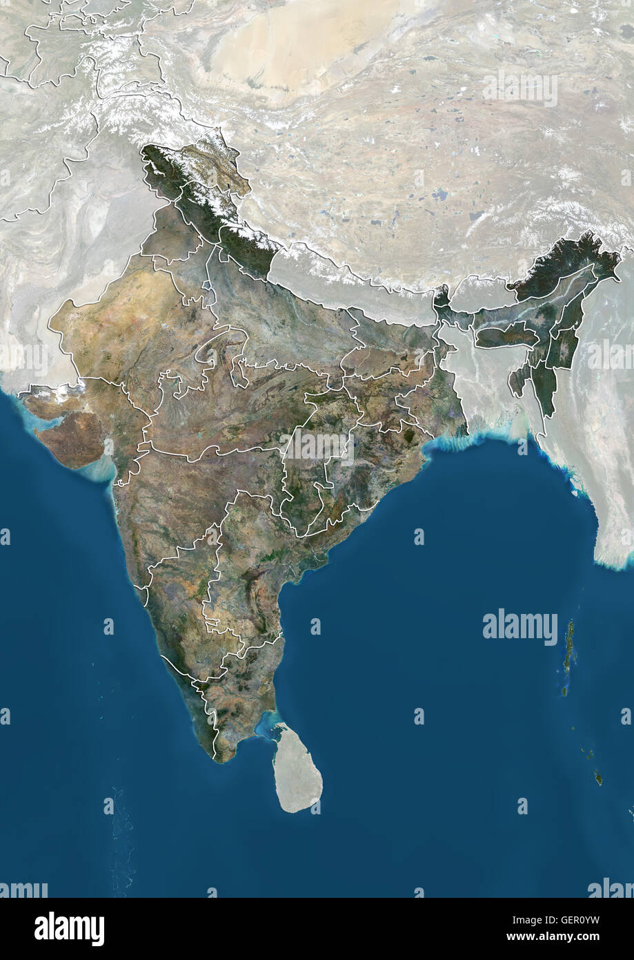 Vista satellitare india confini amministrativi immagini e fotografie ...