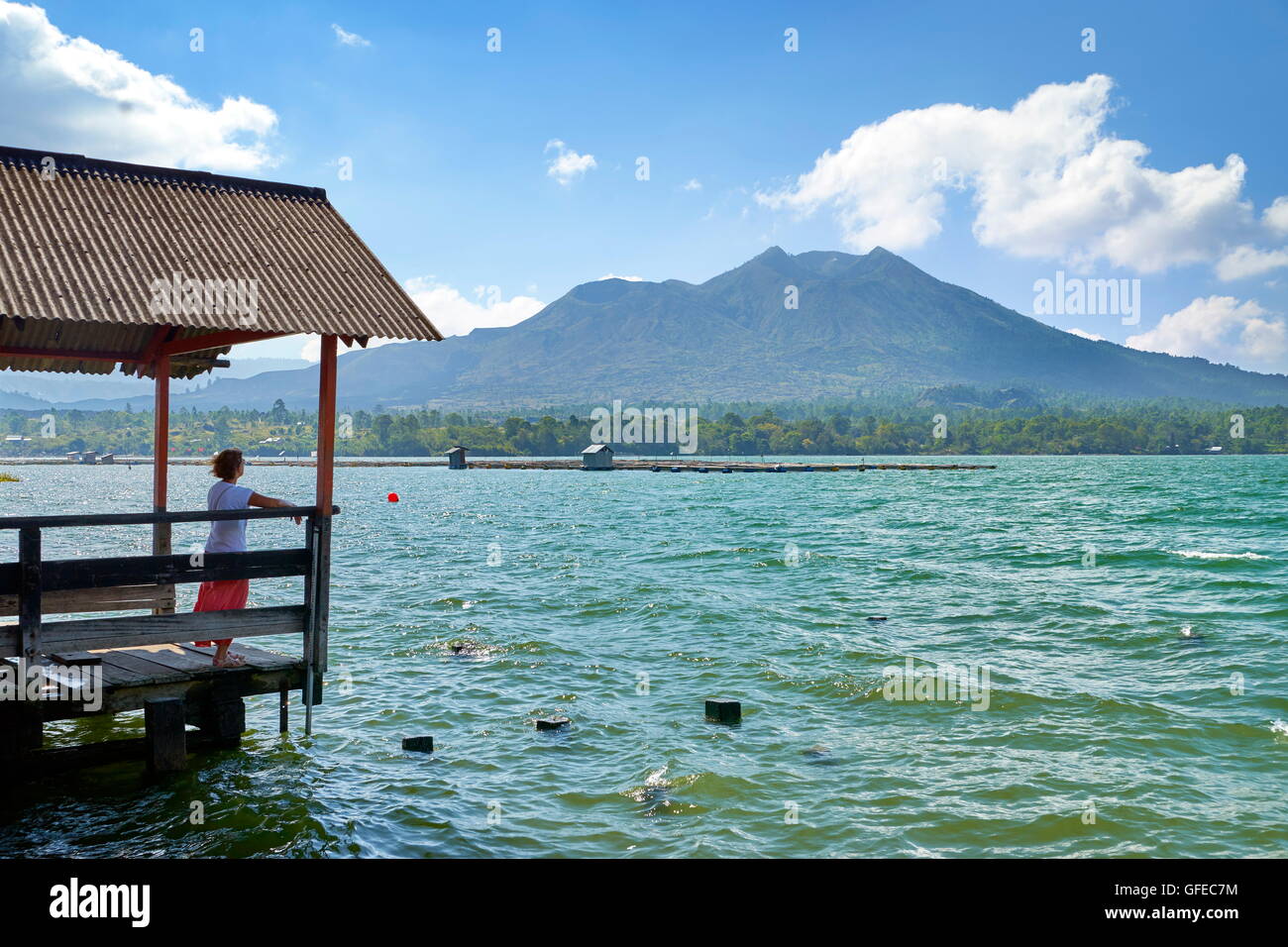 Lago Batur e Gunung Batur Vulcano, Bali, Indonesia Foto stock - Alamy
