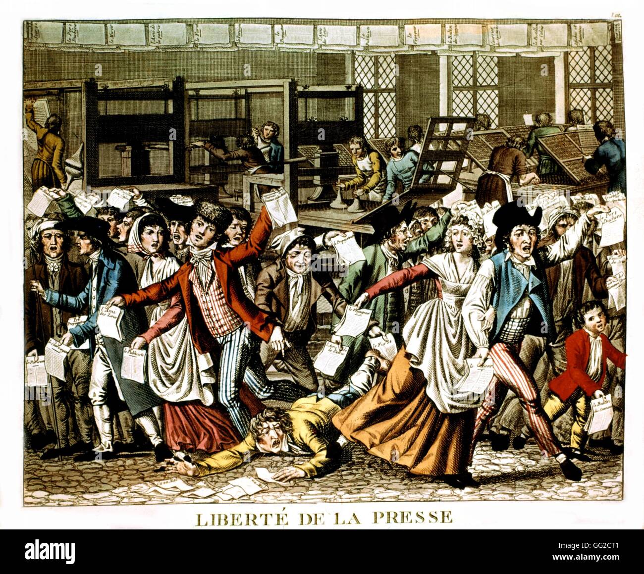 Incisione anonima la libertà di stampa Marzo 1797 Francia, 1789 ...