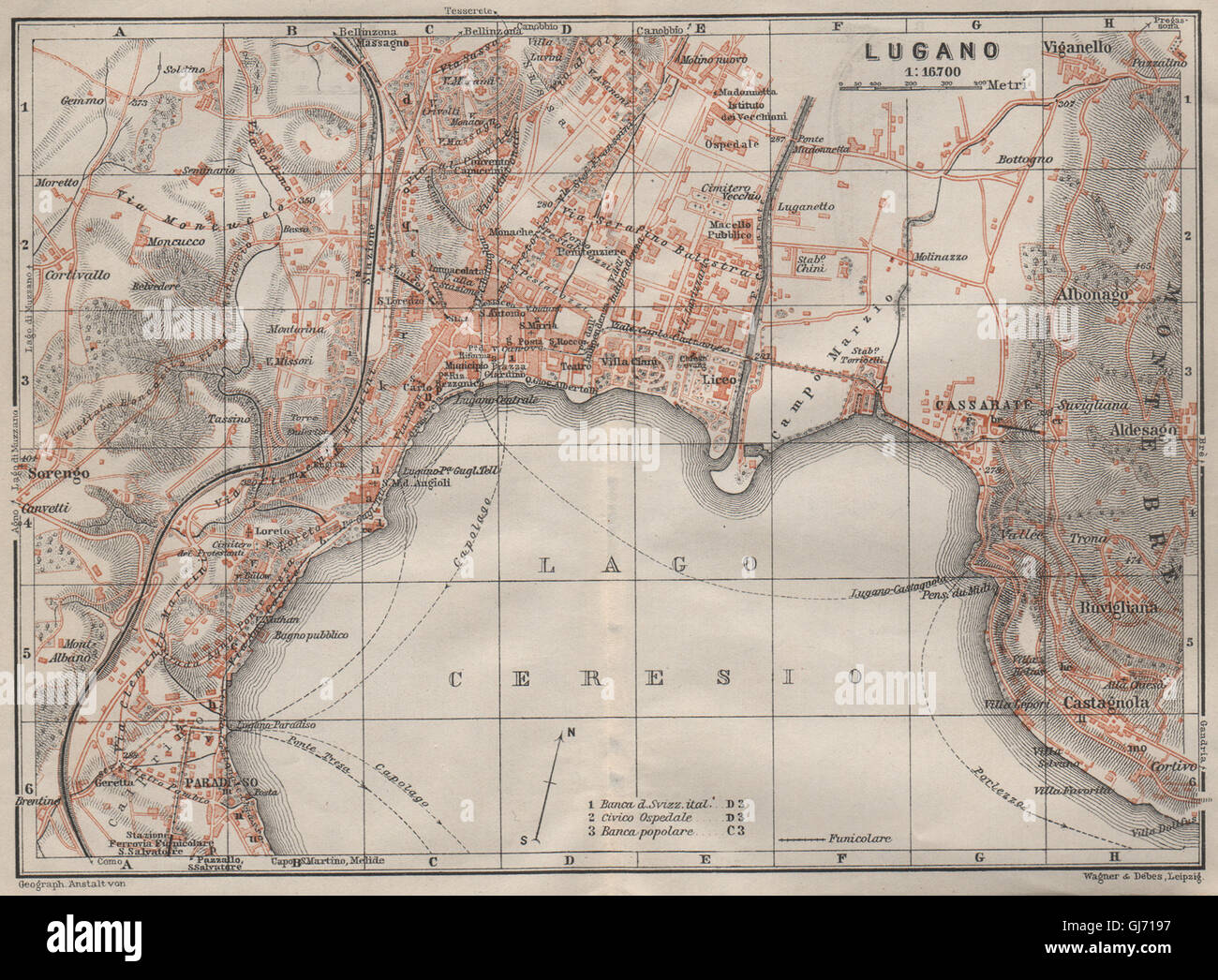 LUGANO. town city stadtplan. La Svizzera Suisse Schweiz carte karte ...