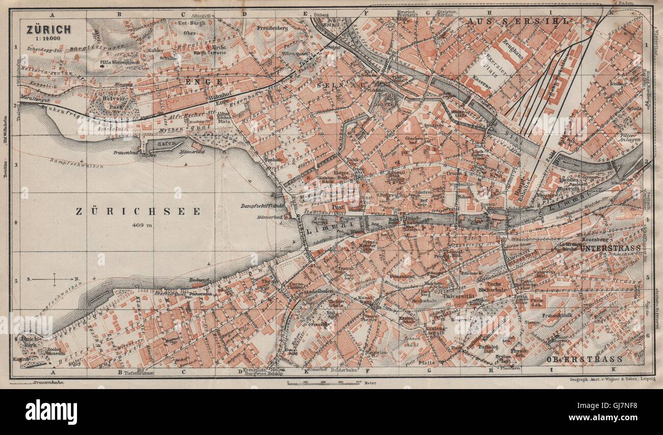 Zurigo. Zurigo. town city stadtplan. La Svizzera Suisse Schweiz, 1922 ...