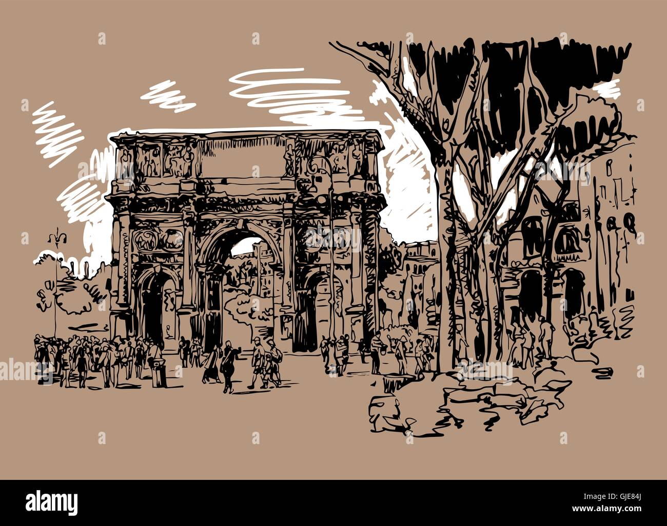 Alberi di seppia arte Immagini Vettoriali Stock - Alamy