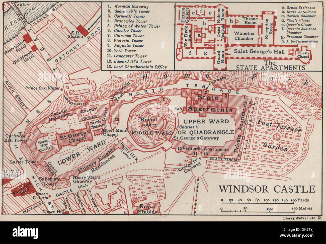 Windsor castle vintage map plan immagini e fotografie stock ad alta ...