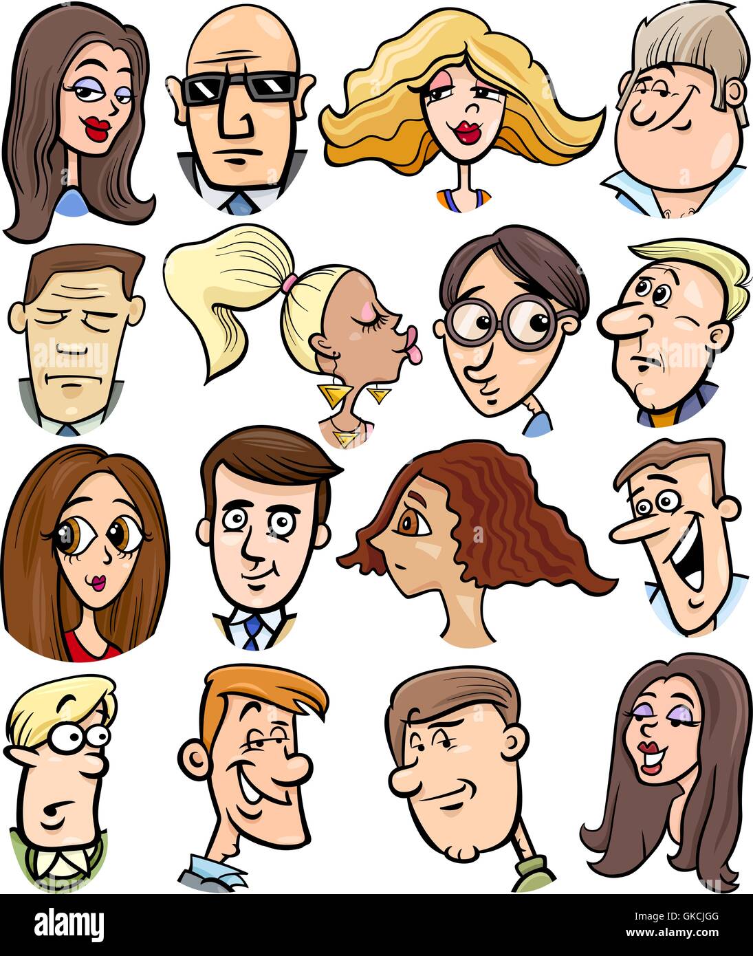 Cartoon people characters faces Immagini Vettoriali Stock - Alamy