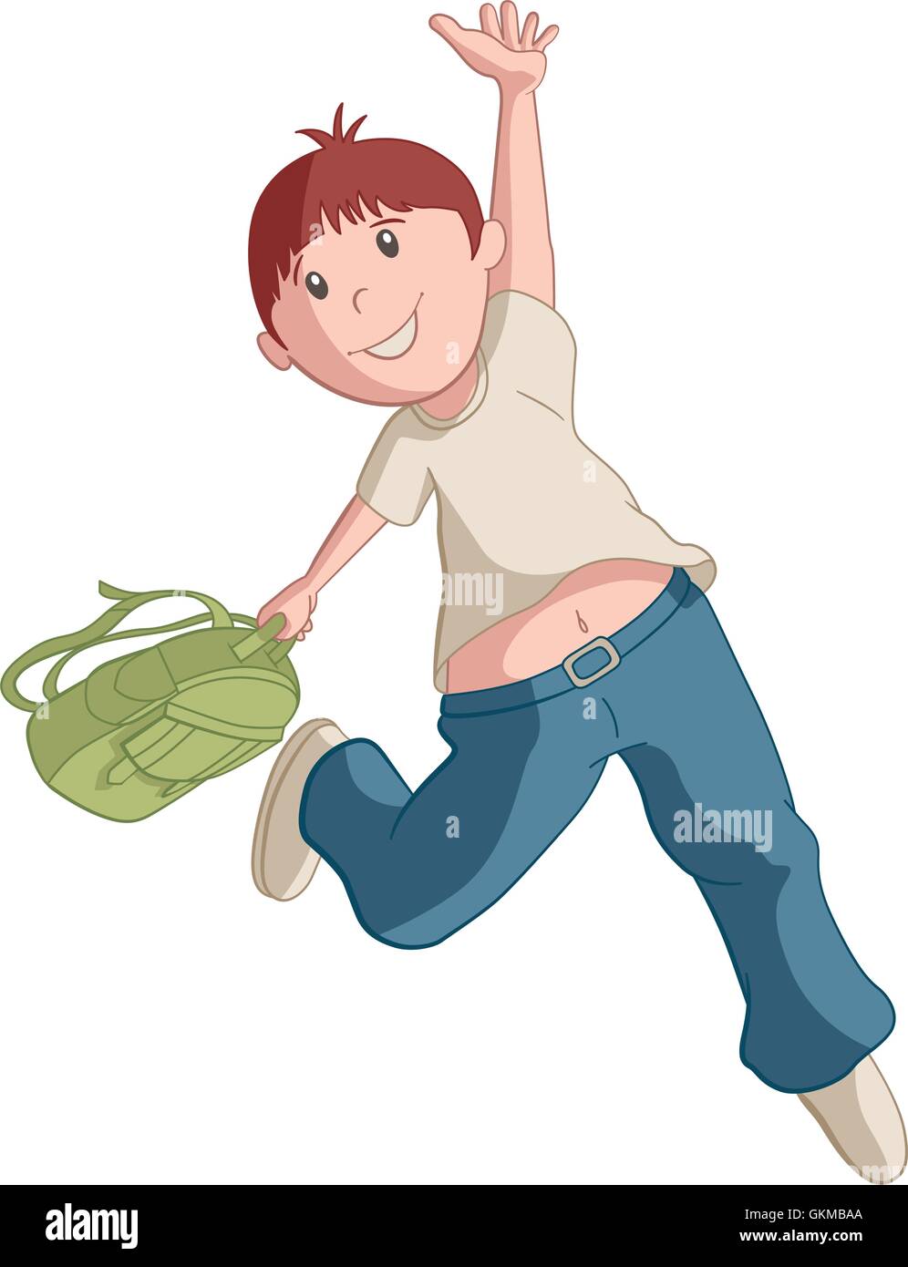 Boy run cartoon illustration Immagini Vettoriali Stock - Alamy