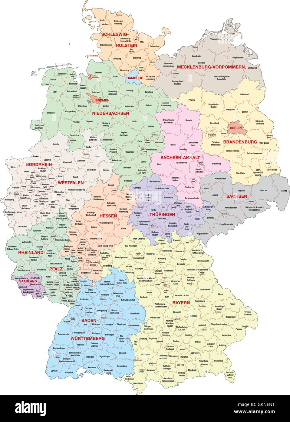 Mappa amministrativa della Repubblica federale di Germania Immagine e ...