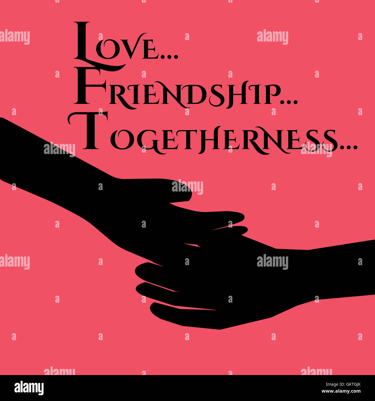 Arte del vettore o di un biglietto di auguri-Silhouette di due mani con ...