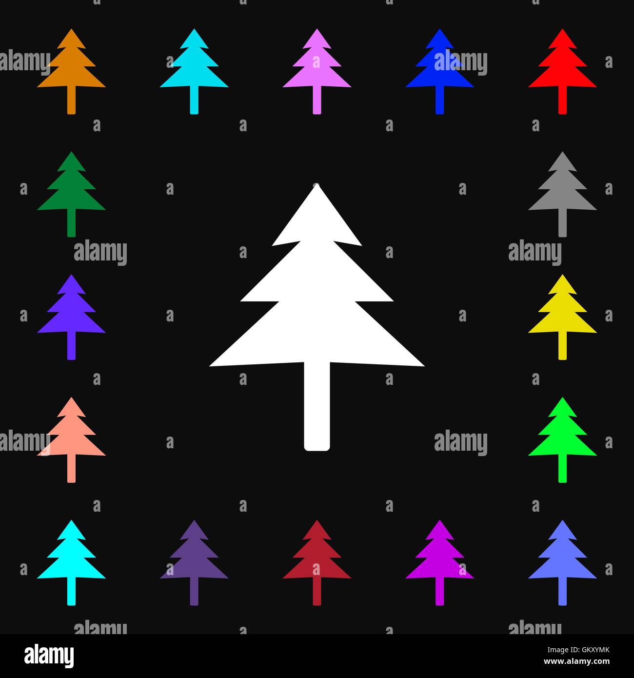 Albero di natale iconi segno. Tanti i simboli colorati per il vostro ...