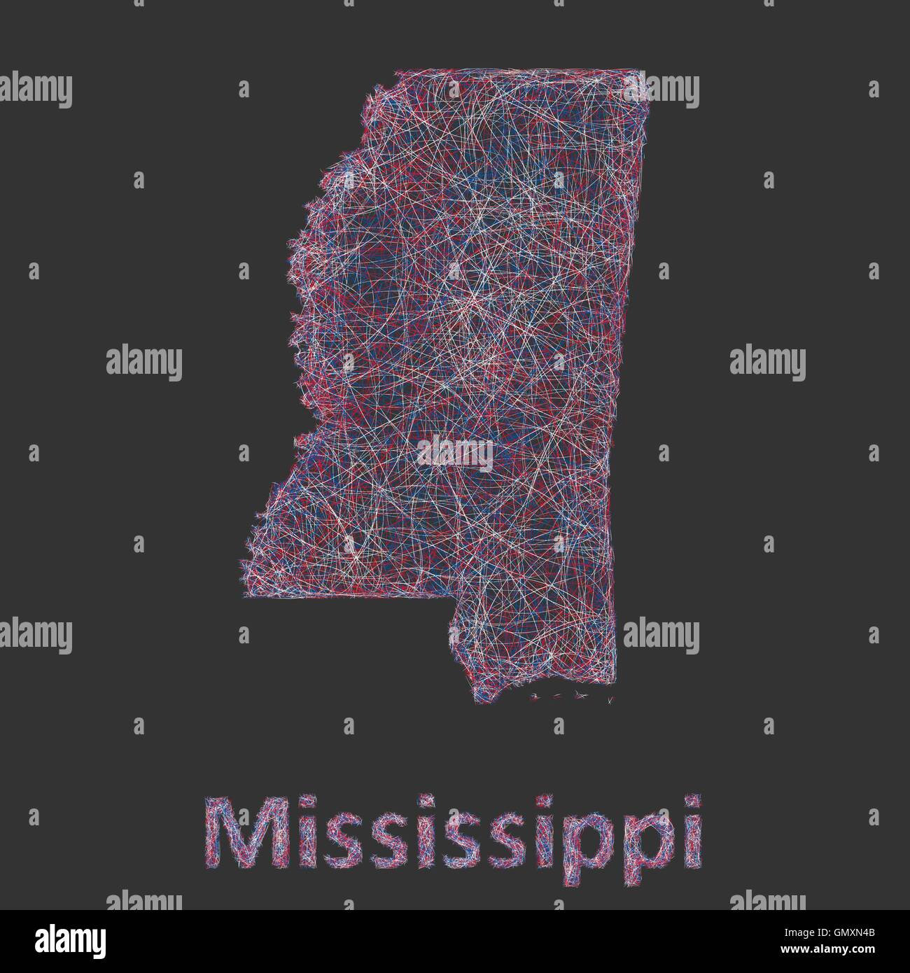 Linea di stato del mississippi mappa immagini e fotografie stock ad ...