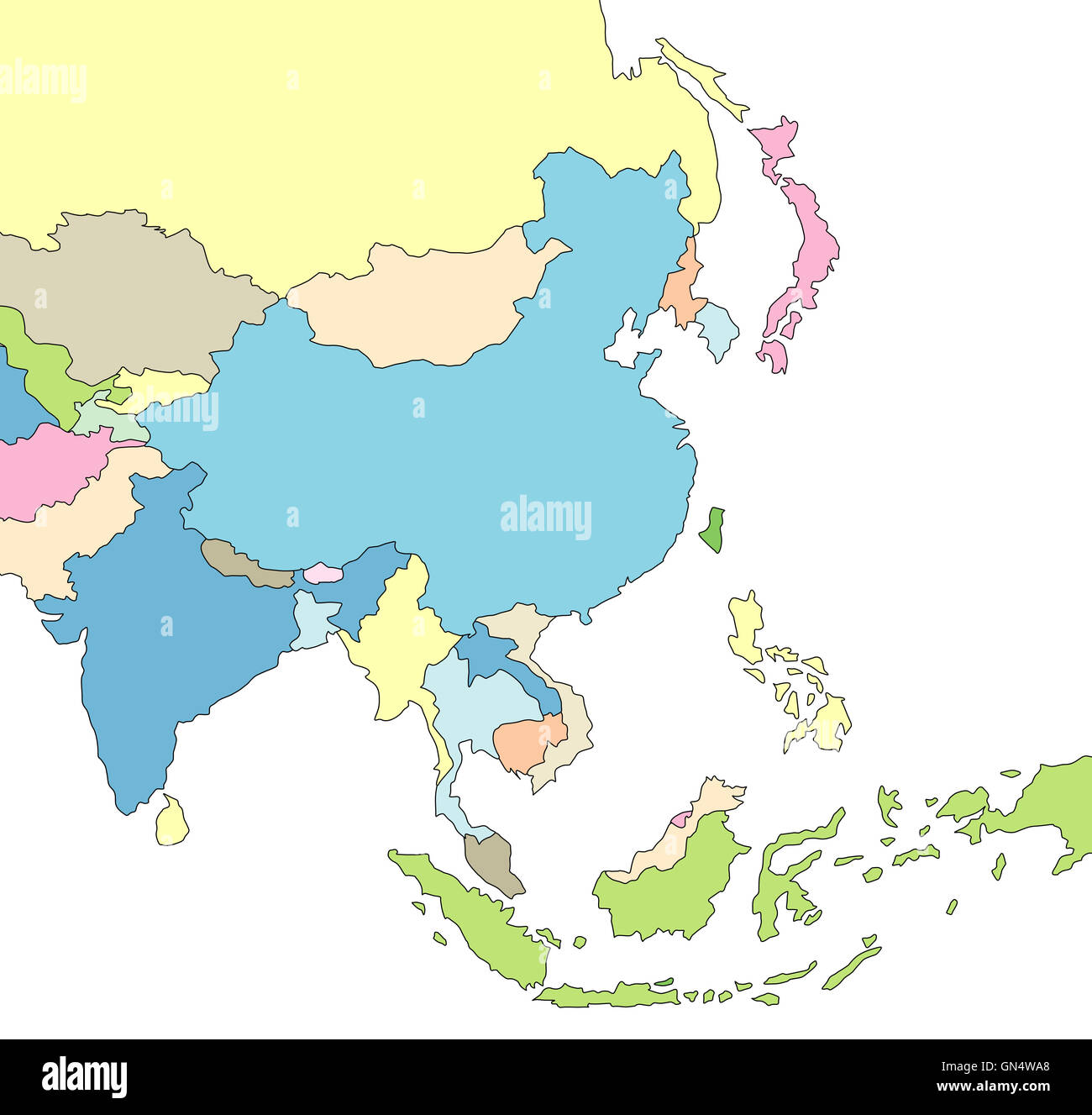 Mappa di Asia Foto stock - Alamy