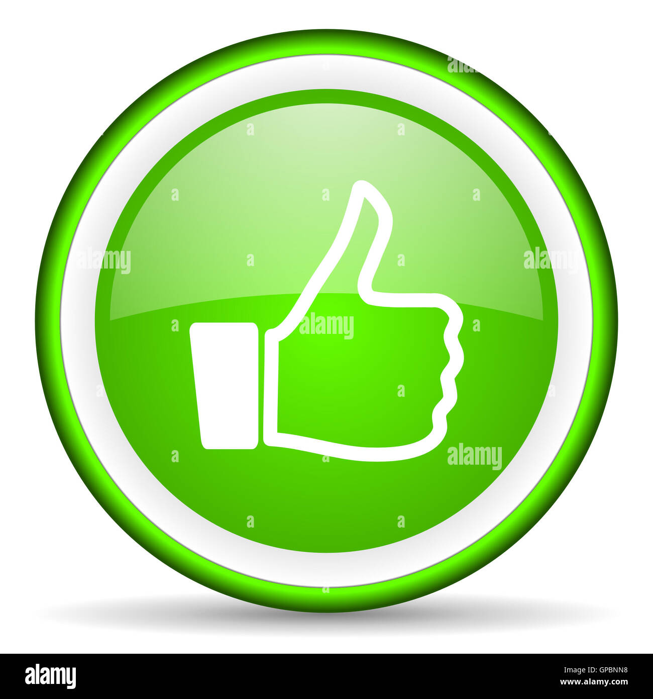 Il pollice verde icona lucido su sfondo bianco Foto stock - Alamy