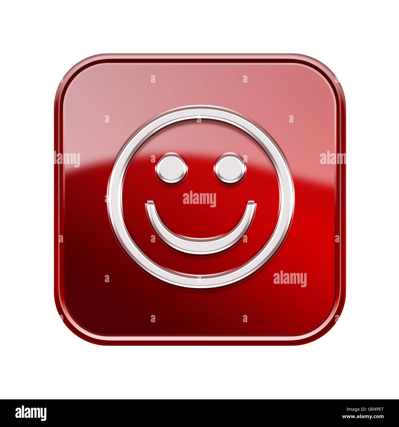 Smiley Face rosso lucido, isolato su sfondo bianco Foto stock - Alamy