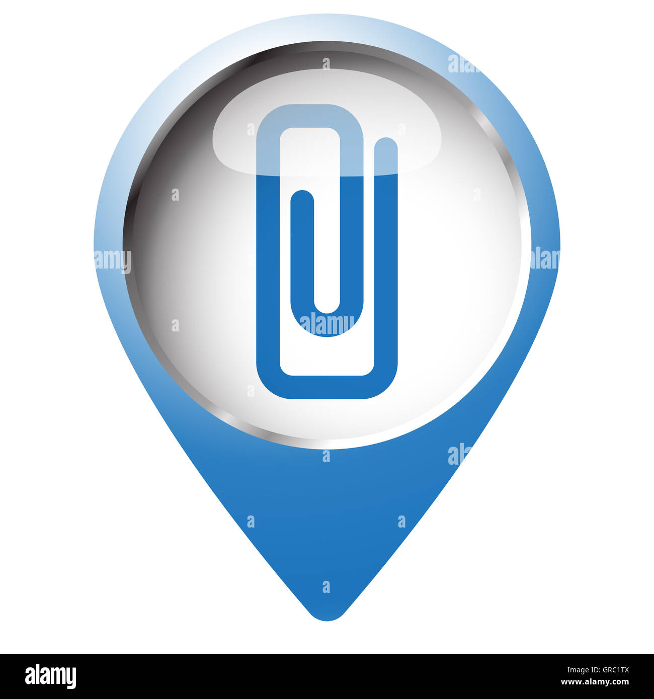 Mappa pin simbolo con icona a forma di graffetta. Simbolo blu su sfondo ...
