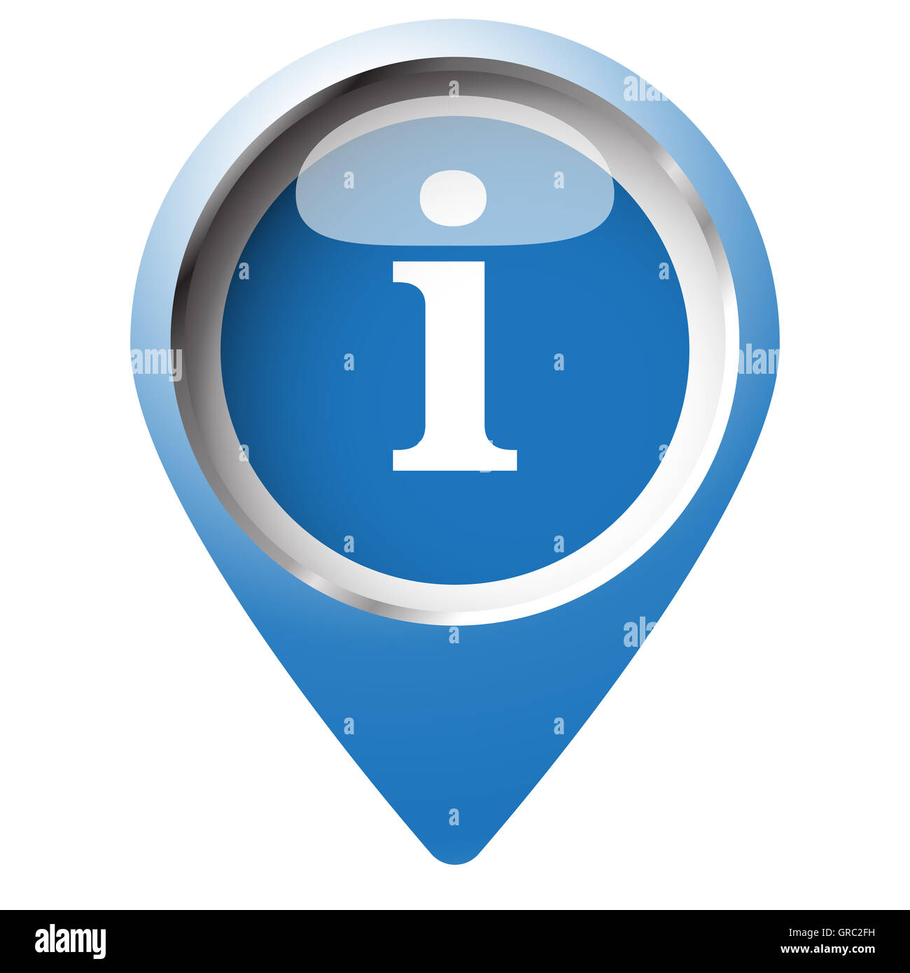 Mappa pin simbolo con icona Informazioni. Simbolo blu su sfondo bianco ...