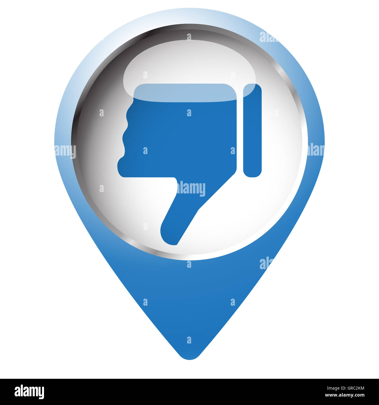 Mappa pin simbolo con il pollice verso il basso e la relativa icona ...