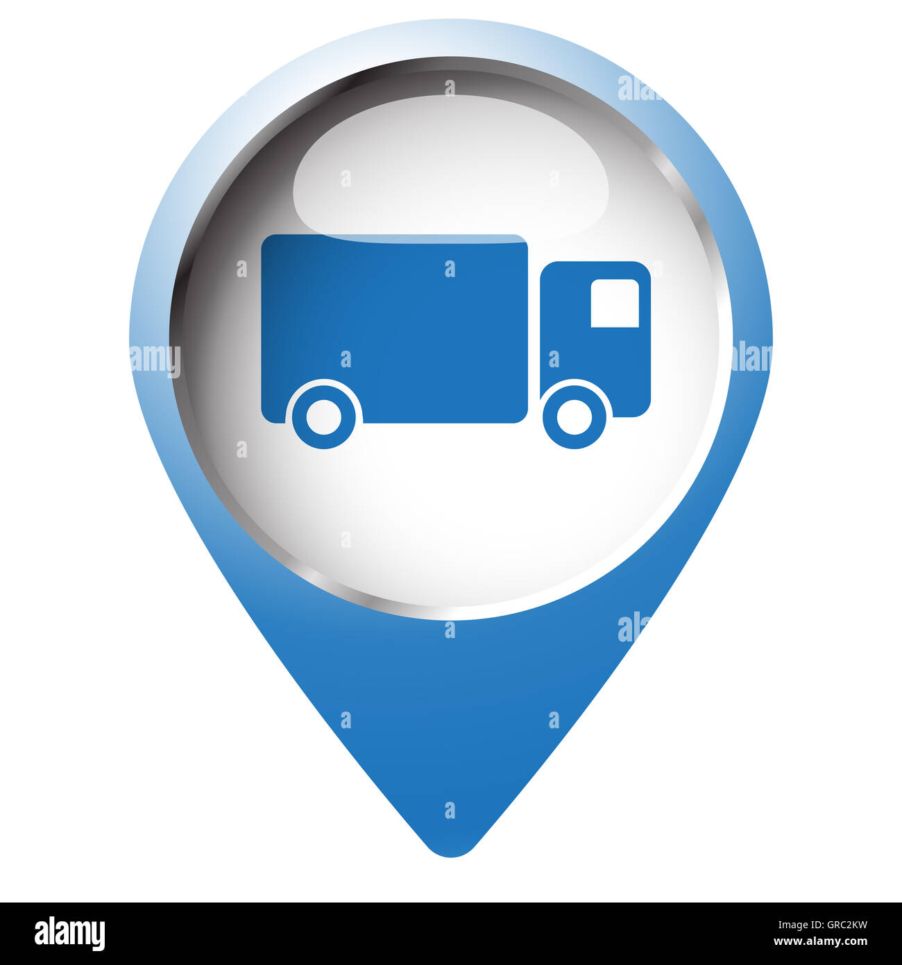 Mappa pin simbolo con consegna icona del carrello. Simbolo blu su ...