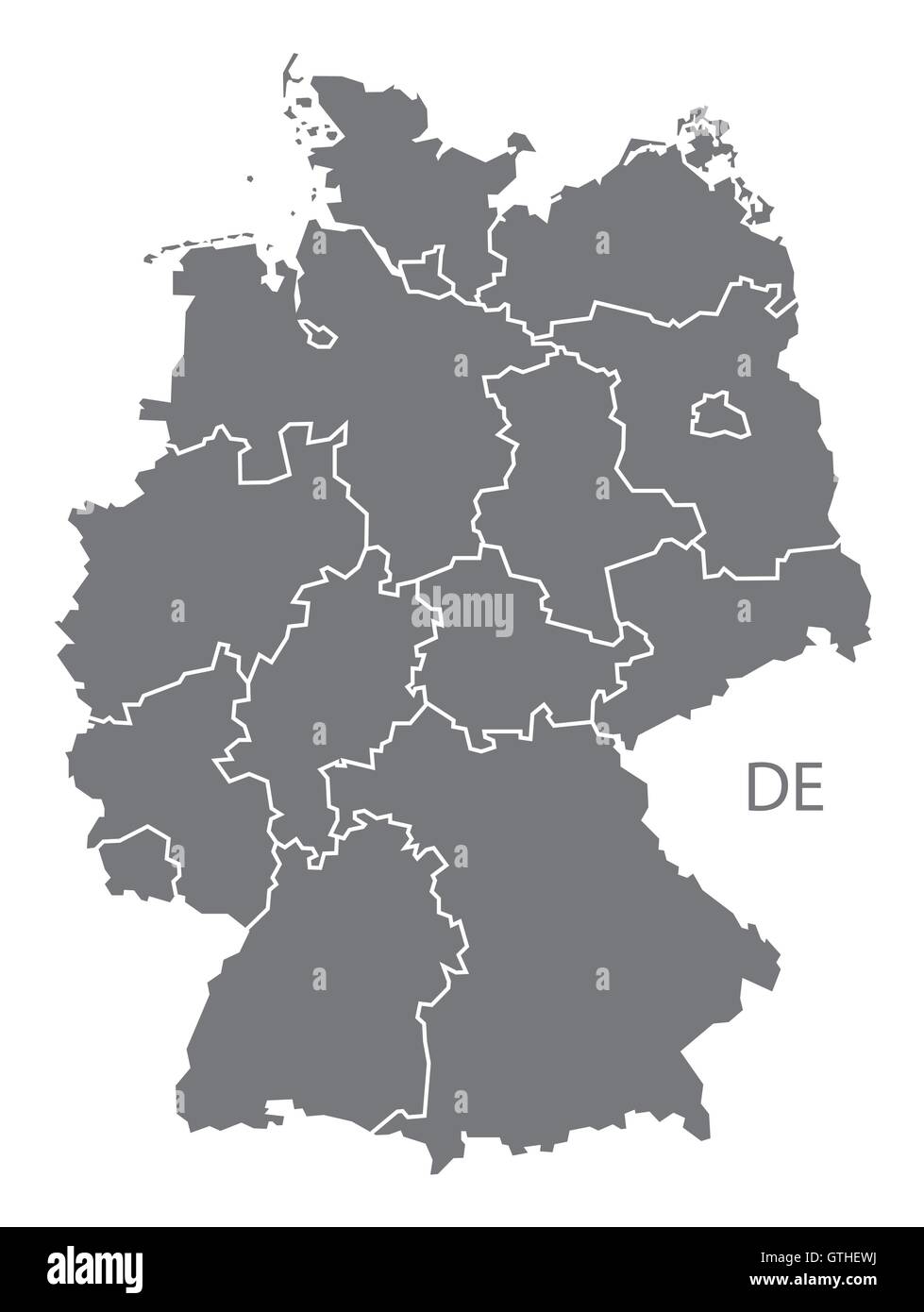 Mappa della germania con gli stati immagini e fotografie stock ad alta ...
