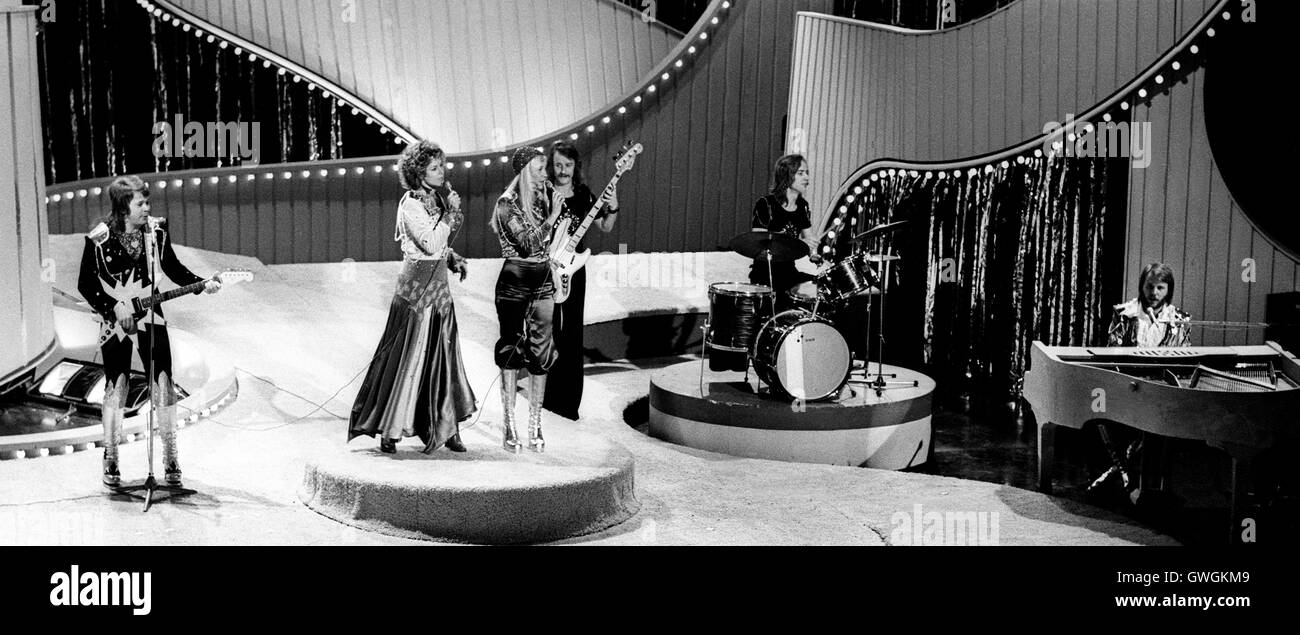 ABBA allo stadio Eurovision Song Contest 1974 in Brighton, Benny ...