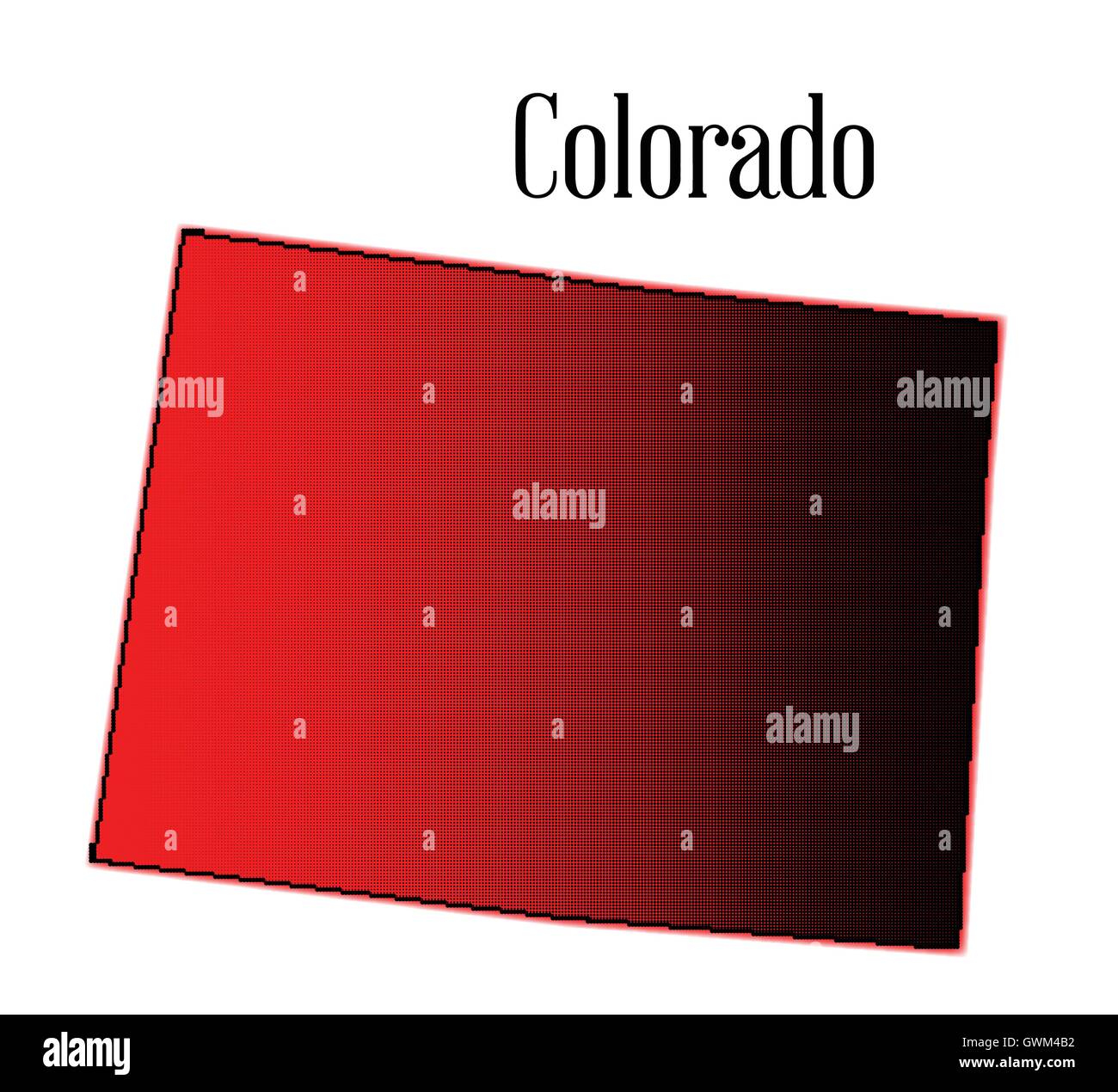 Mappa di stato profilo di Colorado a mezzitoni su uno sfondo bianco ...