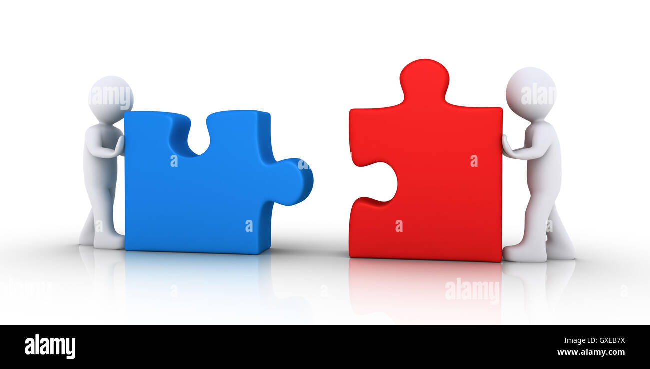 3d render two puzzle pieces immagini e fotografie stock ad alta ...