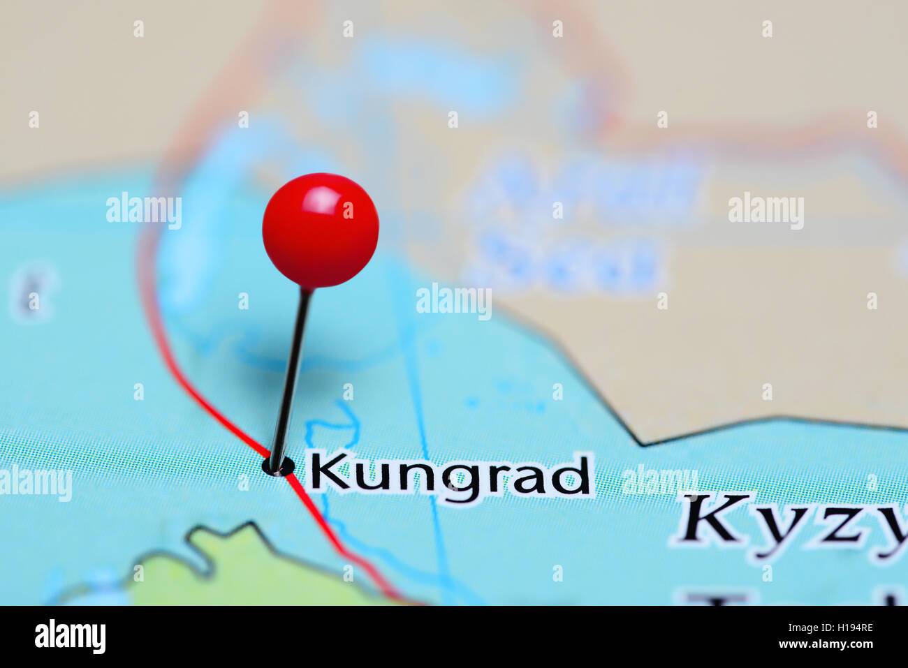 Kungrad imperniata su una mappa di Uzbekistan Foto stock - Alamy