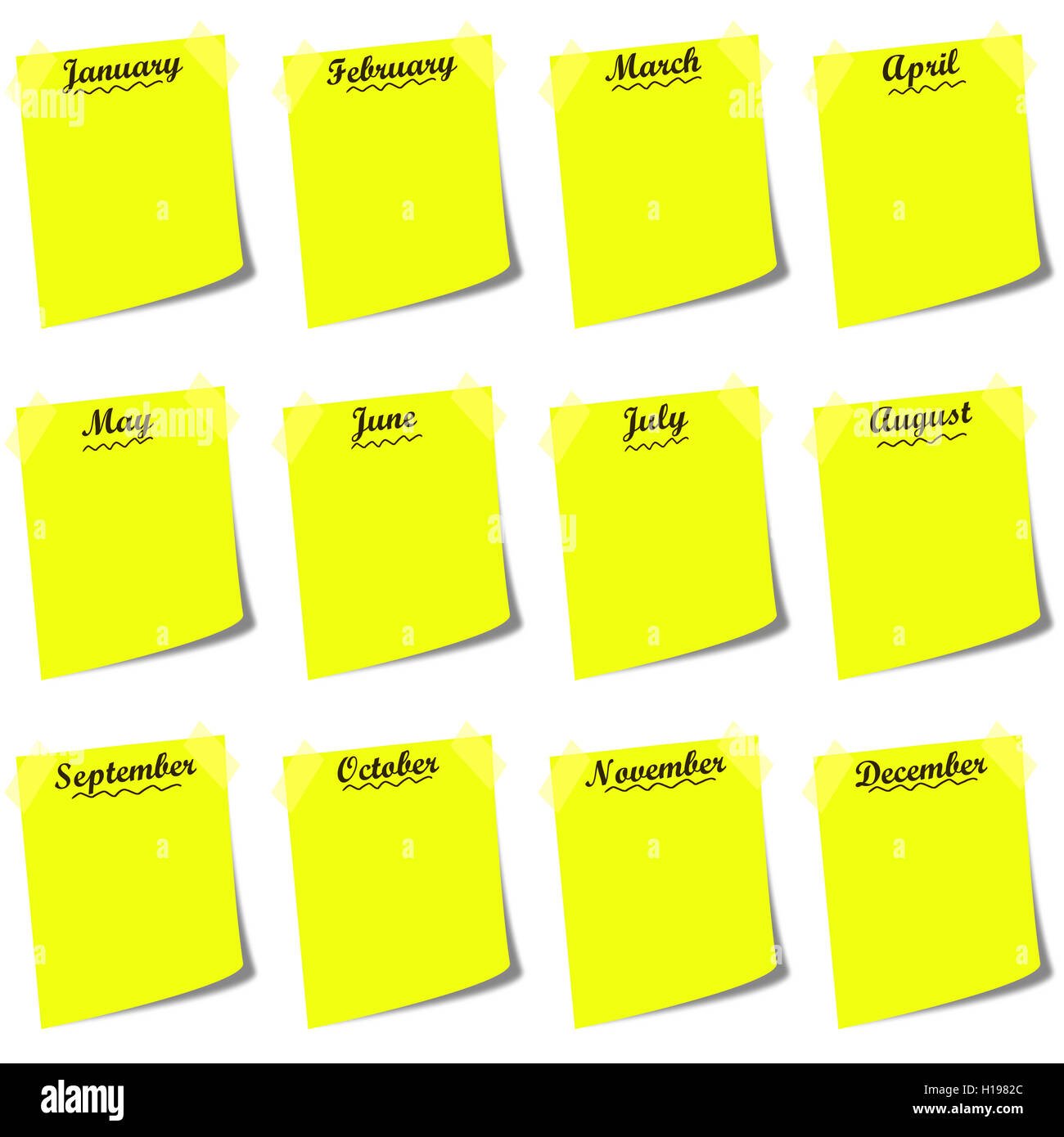 Calendario con mesi Immagini senza sfondo e Foto Stock ritagliate - Alamy