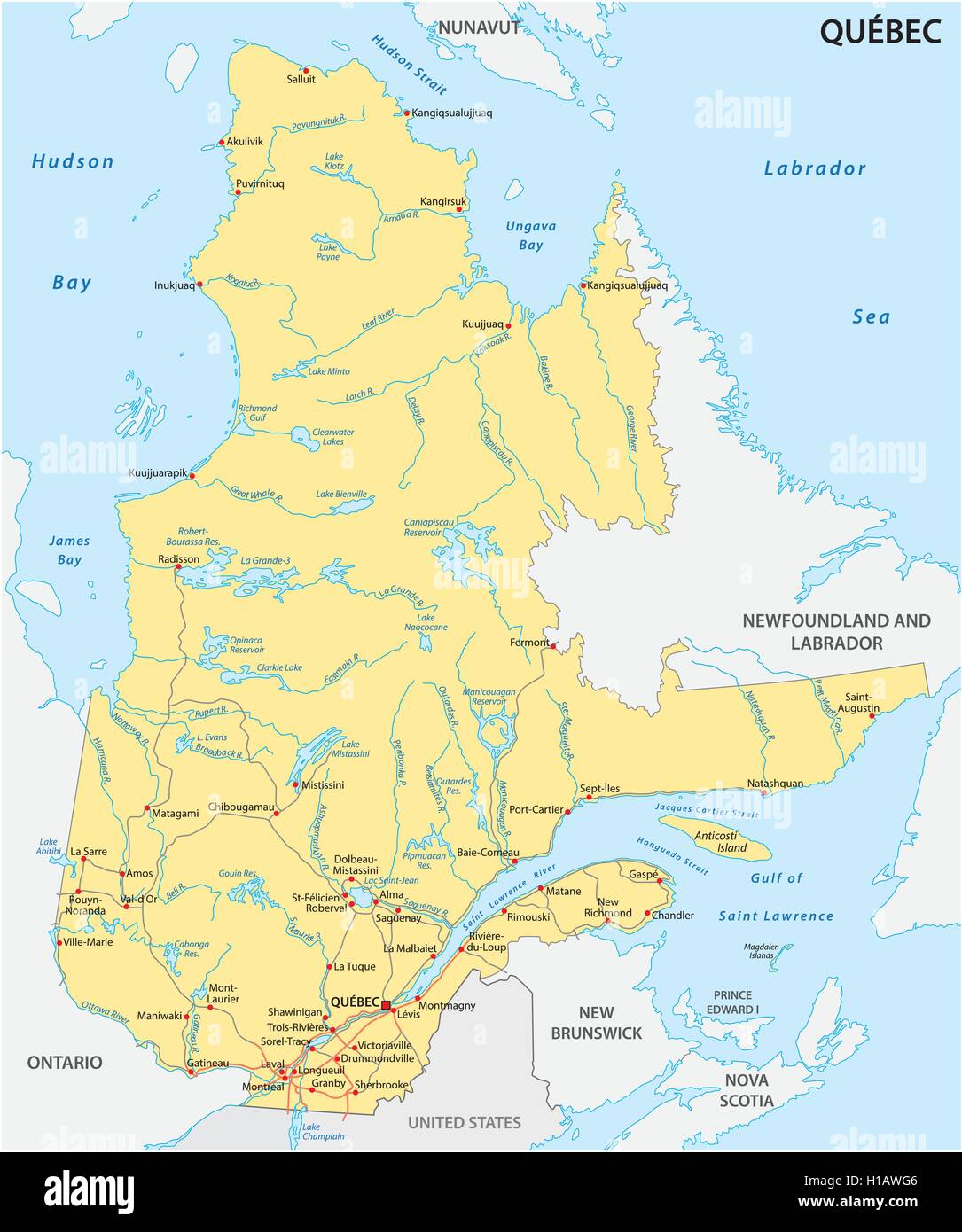 Cartina Quebec Immagini Vettoriali Stock - Alamy