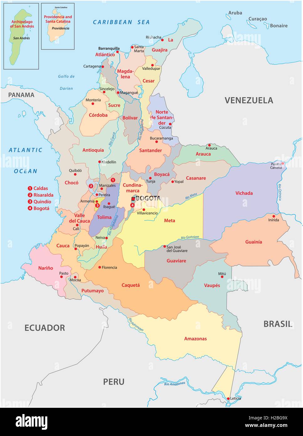 Mappa fiumi colombia immagini e fotografie stock ad alta risoluzione ...