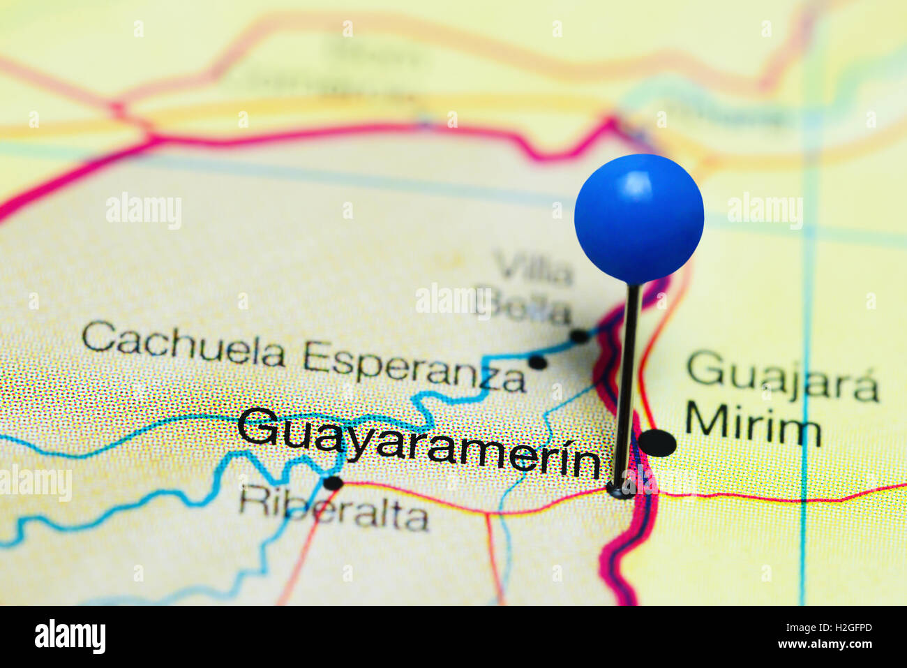 Guayaramerin imperniata su una mappa della Bolivia Foto stock - Alamy