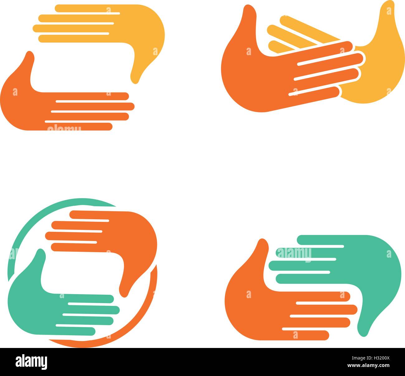 Abstract isolato battendo le mani insieme il logo. Dare cinque logotipo ...