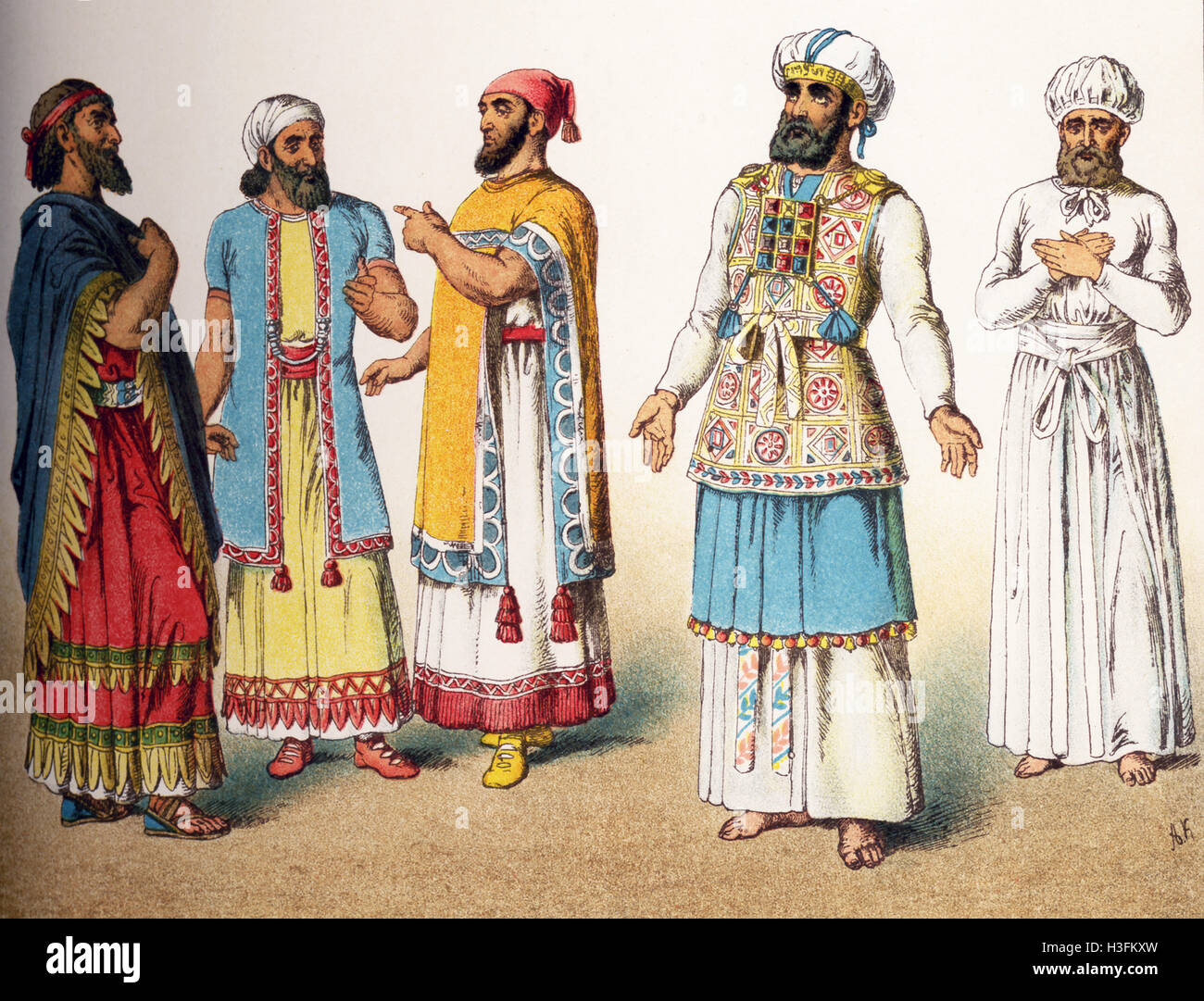 Le figure illustrate qui sono cinque figure ebraico dall'antico Medio ...