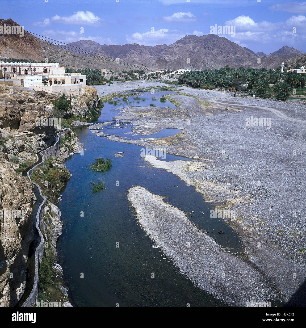 Oman, wadi Sumail, oasi di montagna Fanjah, Arabia, Penisola Arabica ...