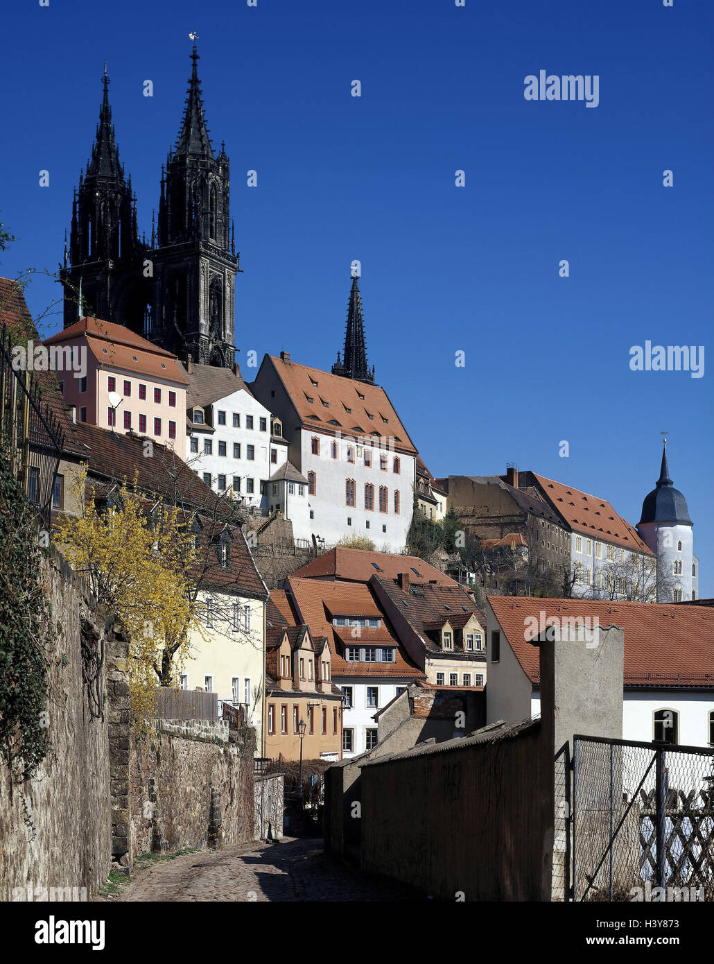 In Germania, in Sassonia, Meissen, Castle Mountain vista città ...