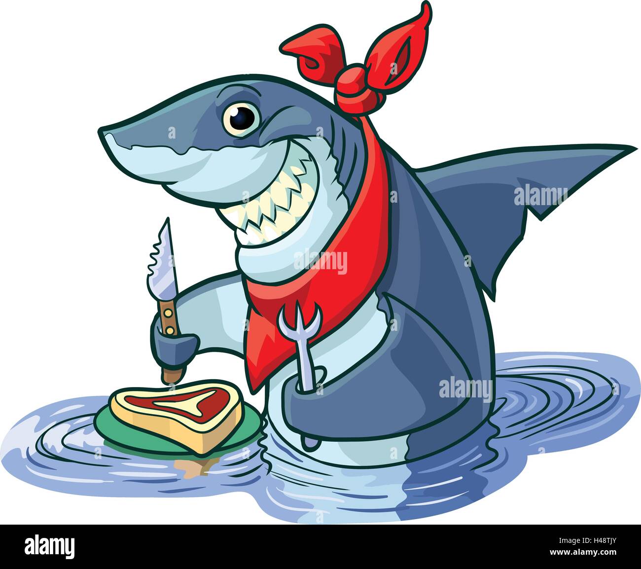 Vector cartoon clip art illustrazione di un simpatico sorridenti shark ...
