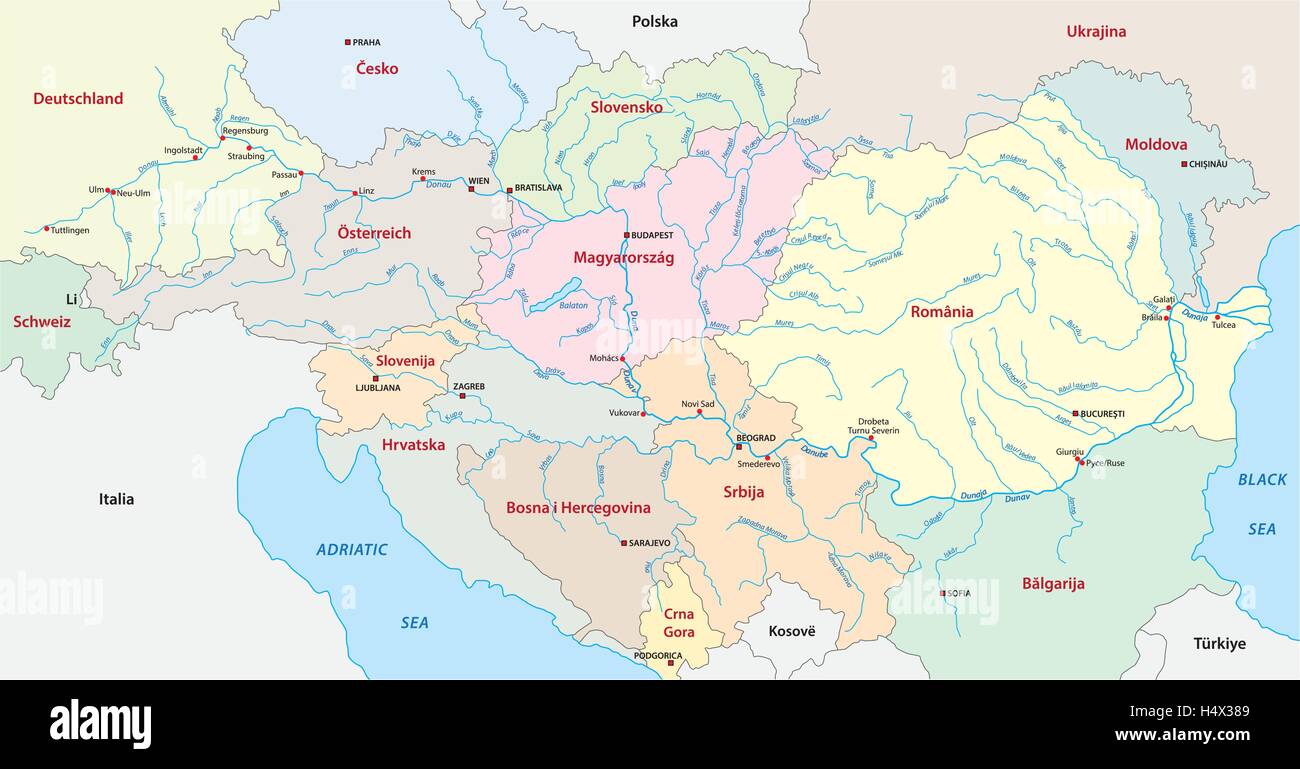 Danube map immagini e fotografie stock ad alta risoluzione - Alamy