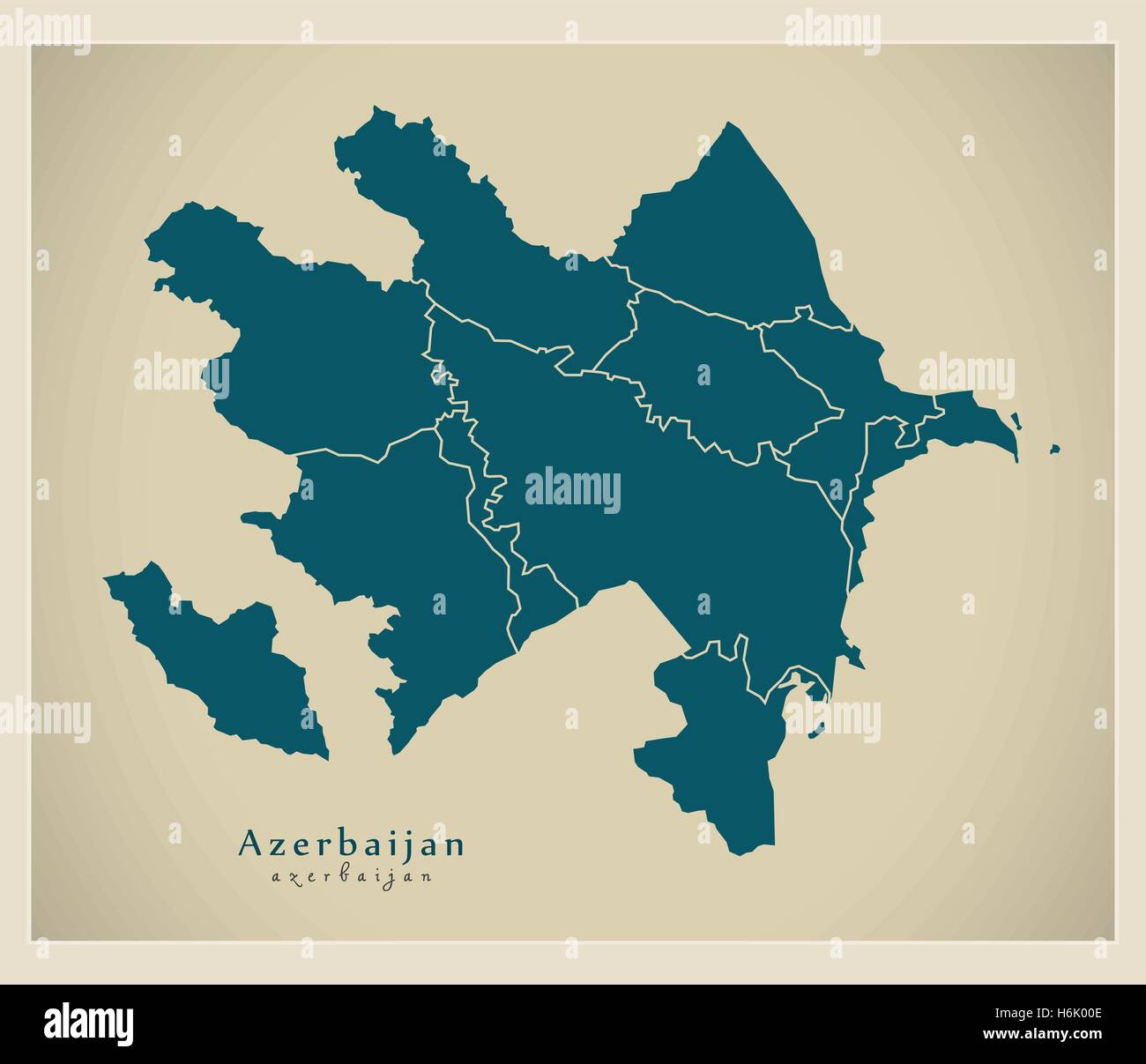 Mappa moderno - Azerbaigian con regioni AZ Immagine e Vettoriale - Alamy