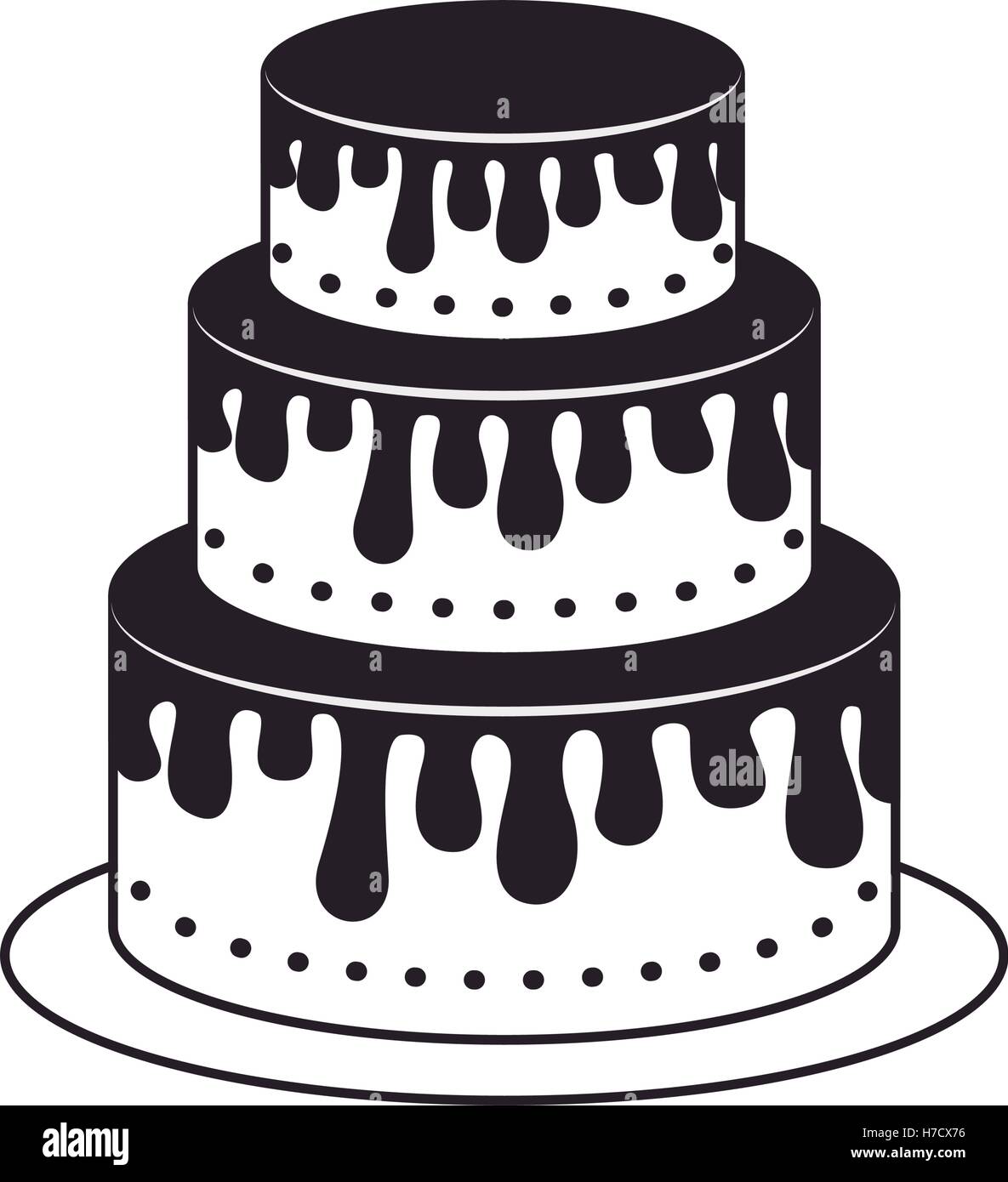 Silhouette di compleanno torta dolce dessert su sfondo bianco ...