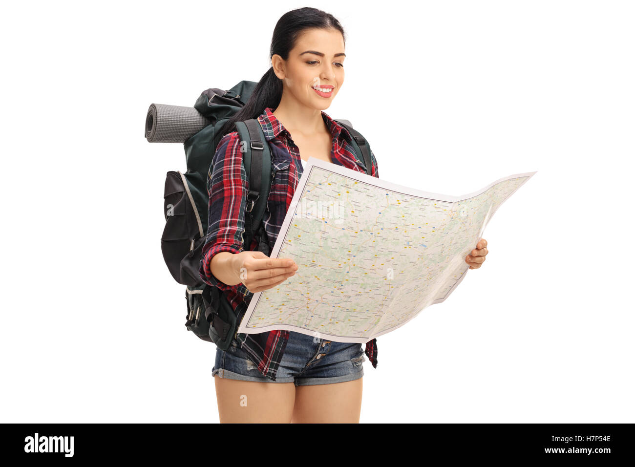 Mappa lettura zaino escursionista donna immagini e fotografie stock ad ...