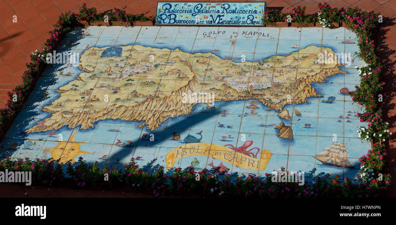 Mappa dell'isola di Capri Capri, Campania, Italia Foto stock - Alamy