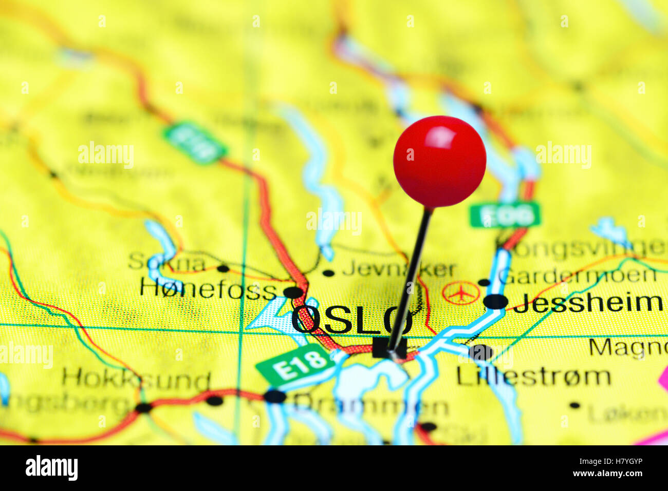 Oslo imperniata su una mappa della Norvegia Foto stock - Alamy