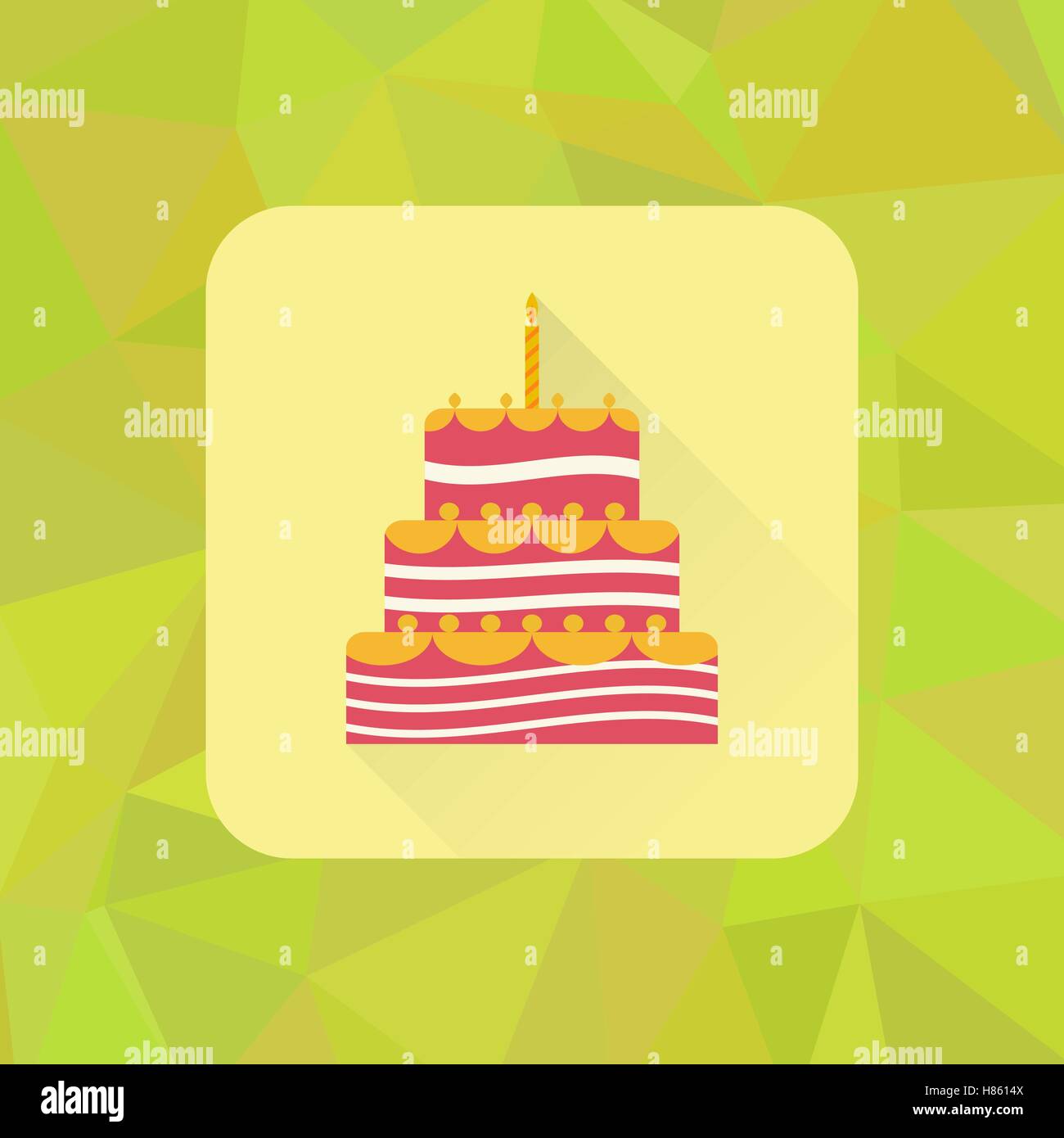 Torta di compleanno segno icona sul triangolo poligonale dello sfondo ...
