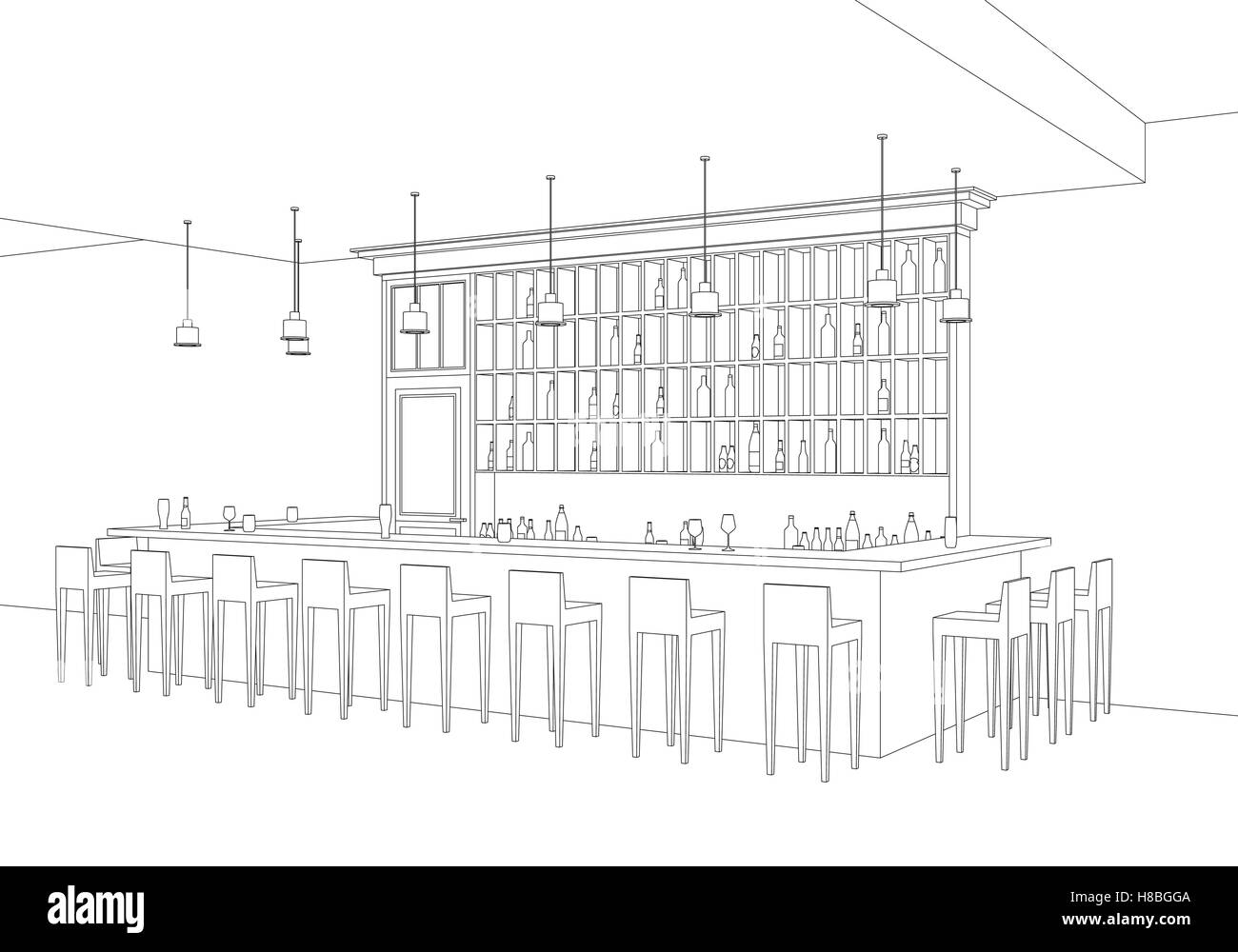 Bar interior design Immagini Vettoriali Stock - Alamy