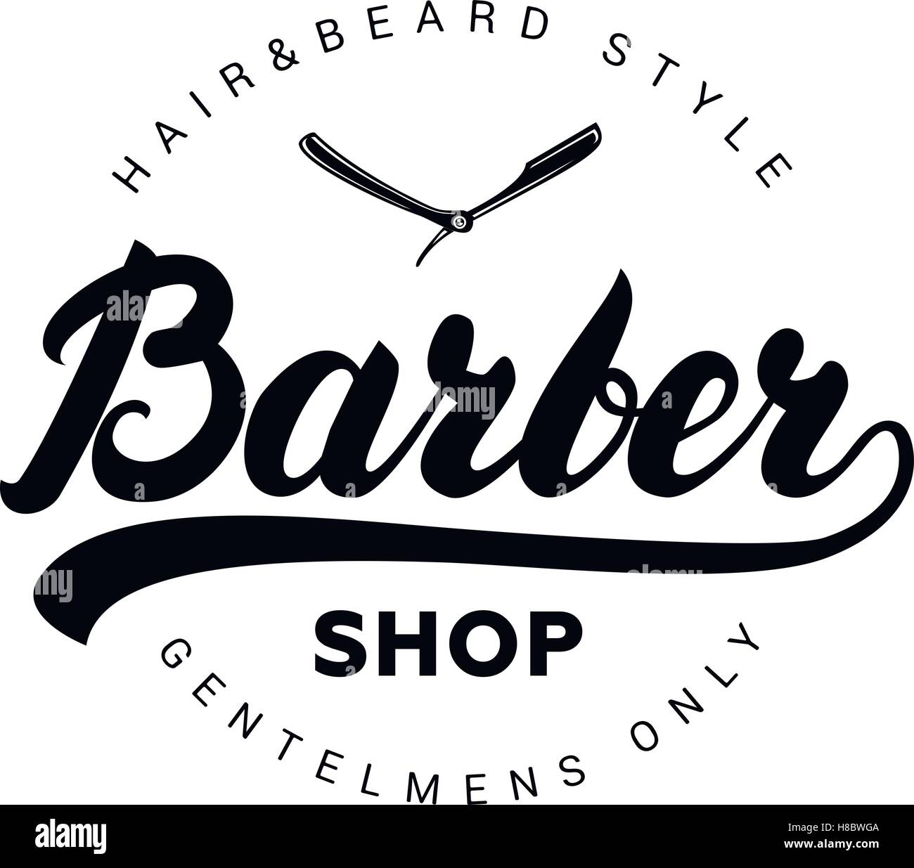 Barbiere scritto a mano scritte logo, badge, etichetta. Logo Design ...