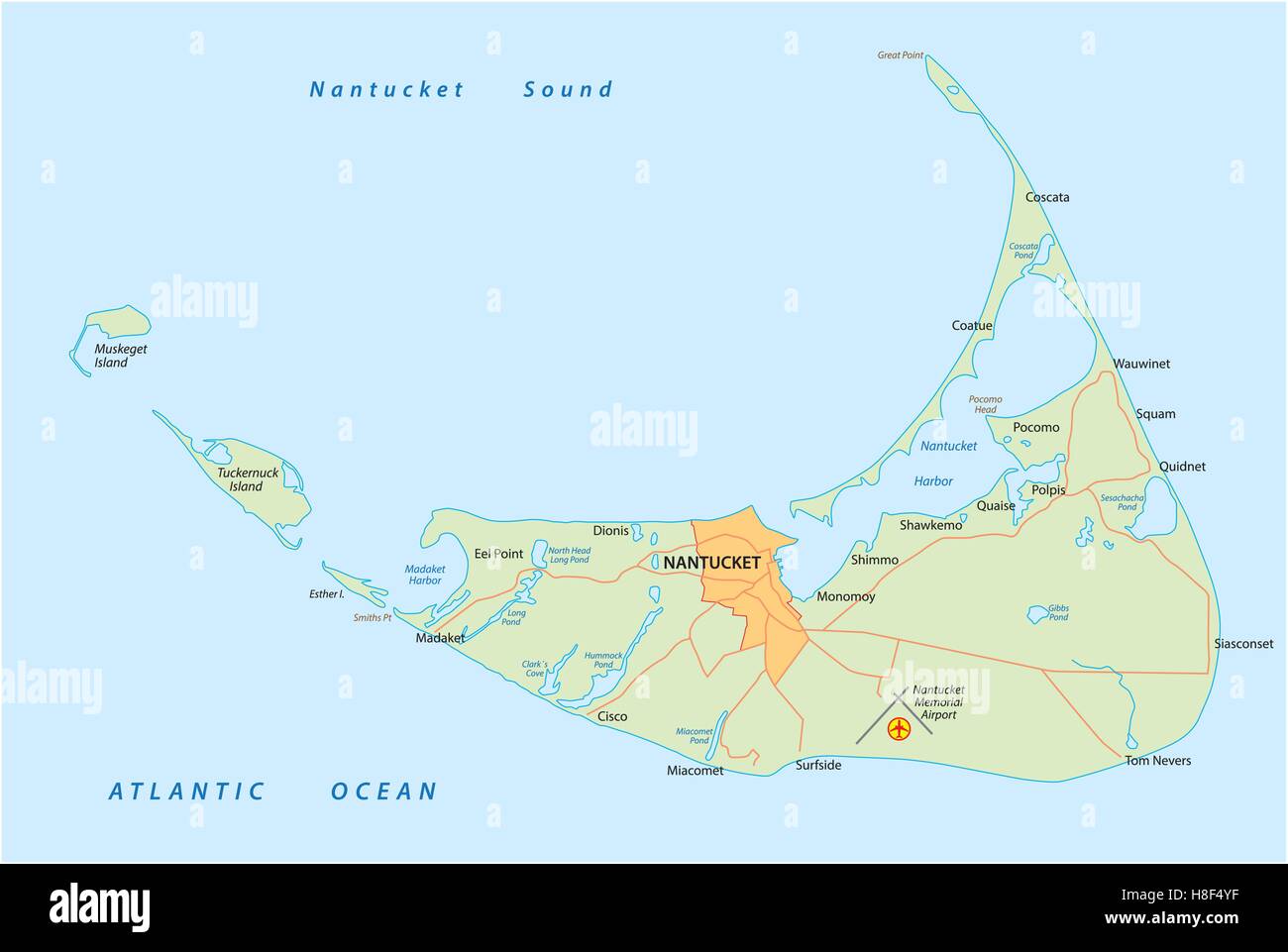 Mappa del nantucket Immagini Vettoriali Stock - Alamy